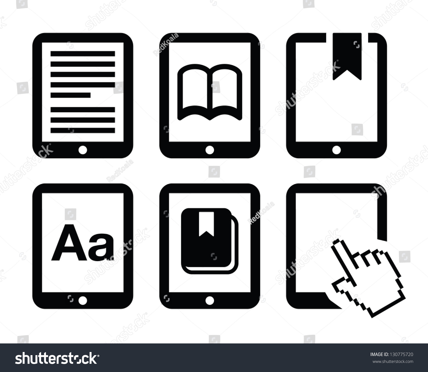 Ebook Reader Ereader Vector Icons Set Stock Vector (Royalty Free ...