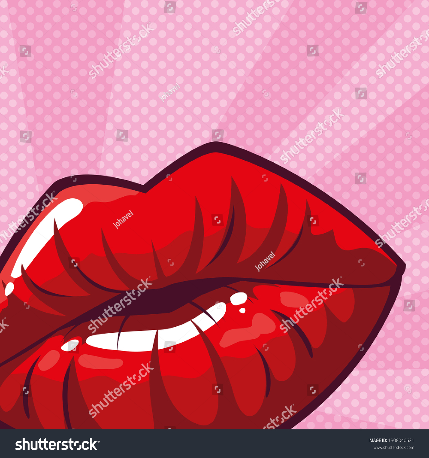 Sexy Woman Lips Pop Art Style Stock Vector Royalty Free 1308040621