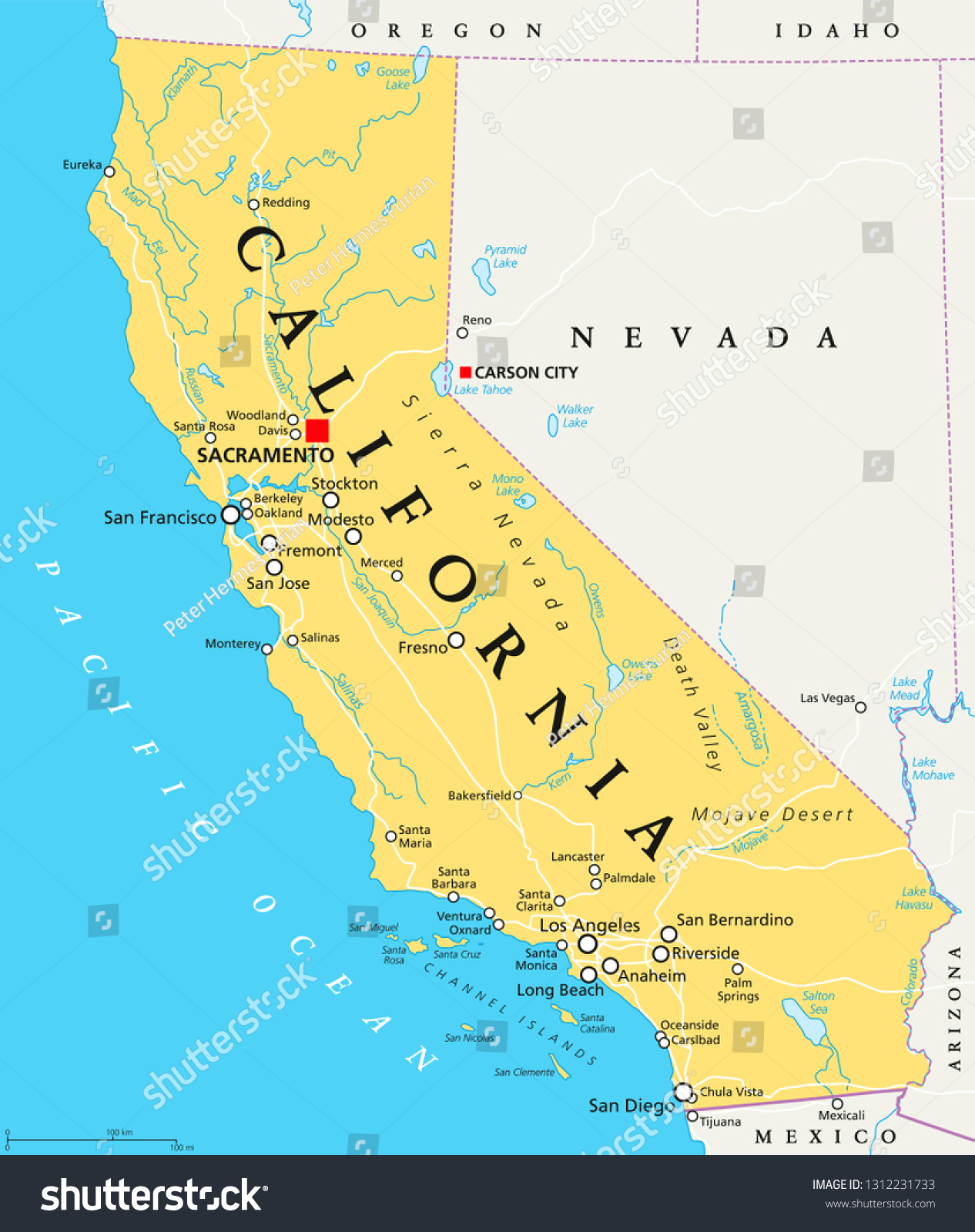 California Political Map Capital Sacramento Important Stock Vector ... California Political Map Capital Sacramento Important Stock Vector ...