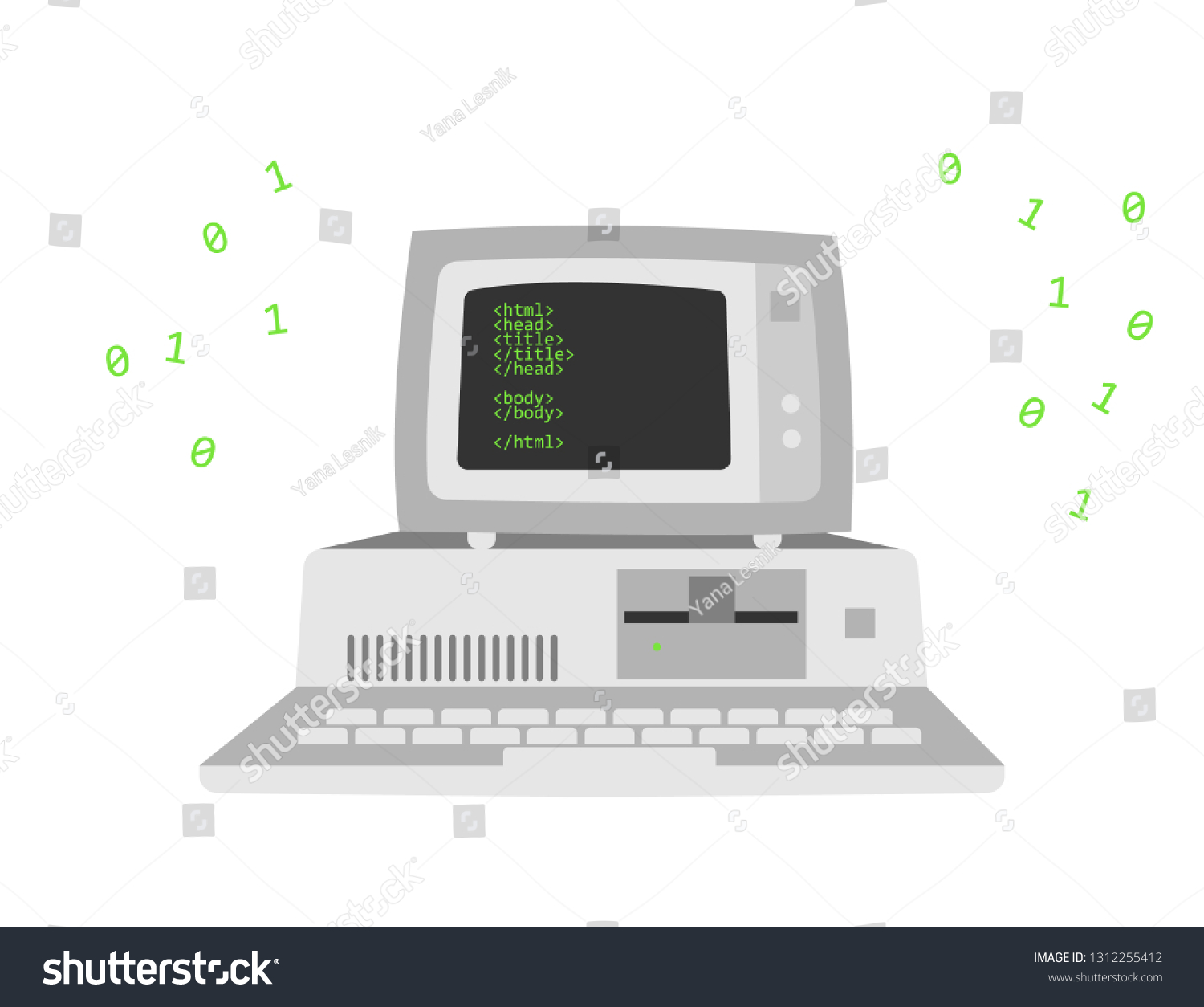 Old School Computer Programming Coding First: vector de stock (libre de ...
