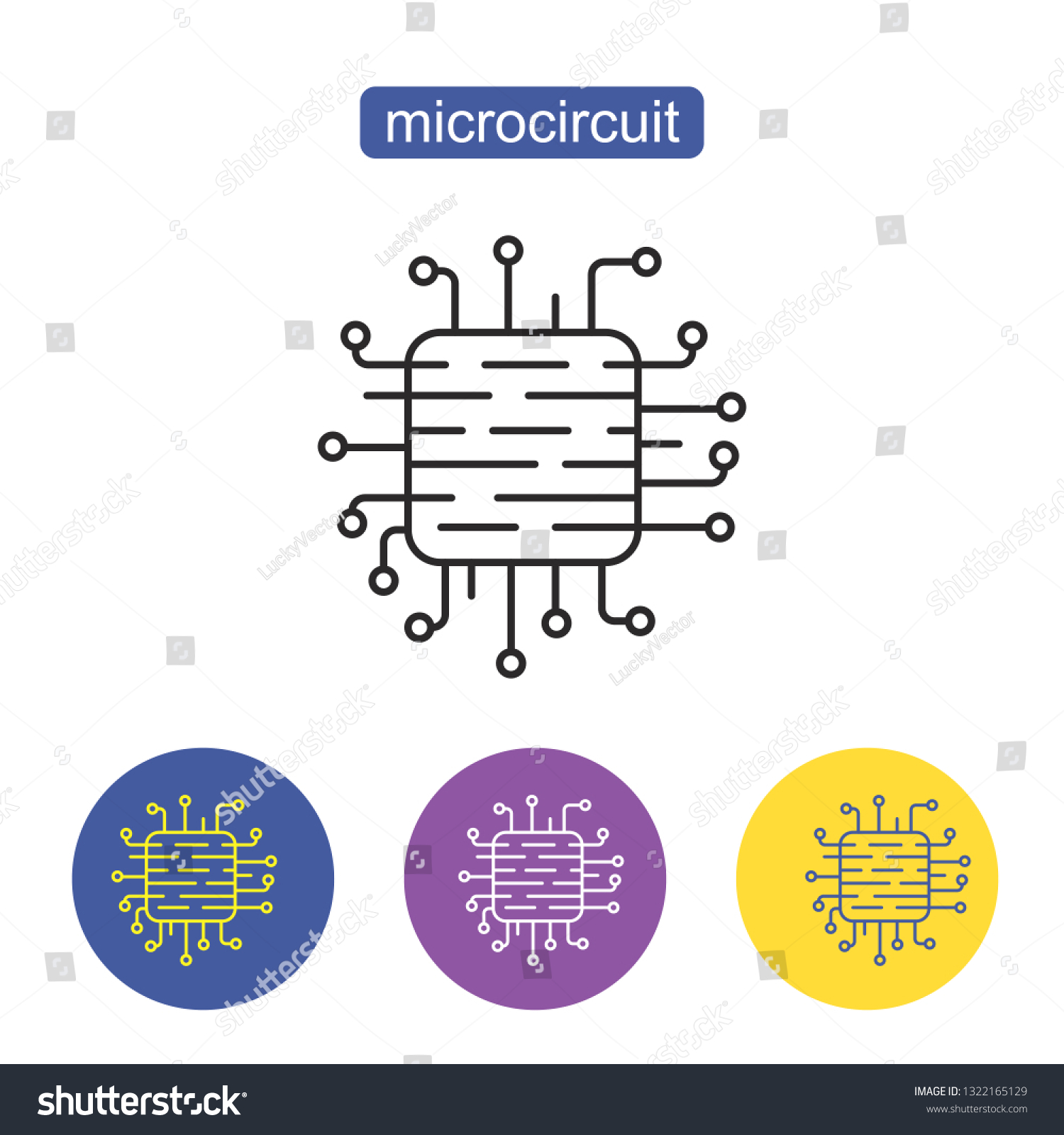 Microchip Line Icon Central Processing Unit Stock Vector (Royalty Free ...