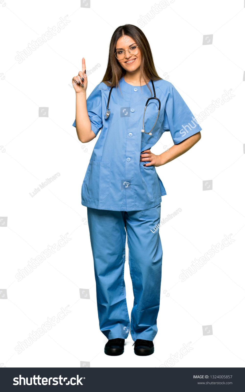 Full Body Young Nurse Showing Lifting库存照片1324005857 Shutterstock