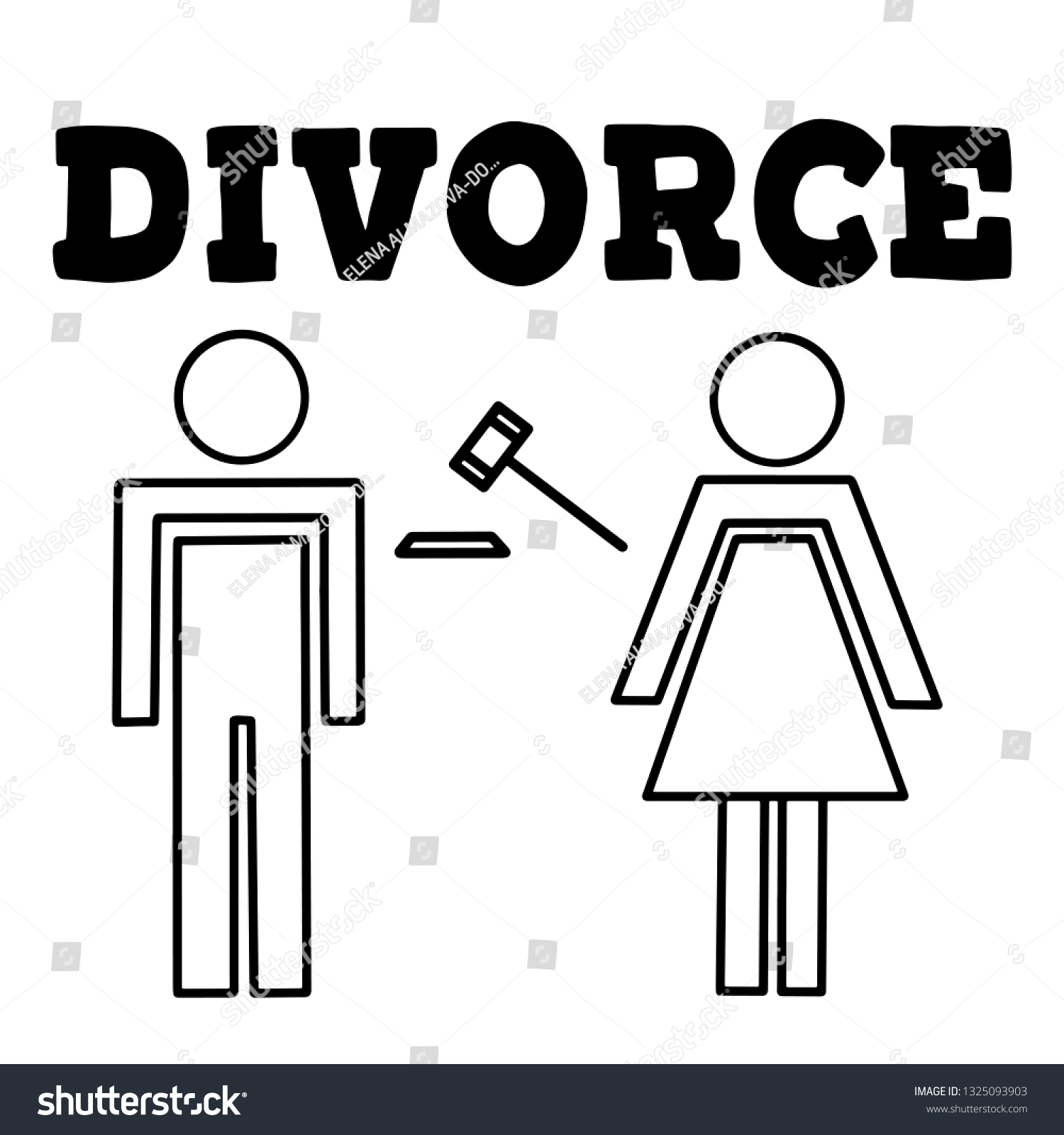 Divorced Couple Man Woman Silhouettes Separated Stock Vector Royalty