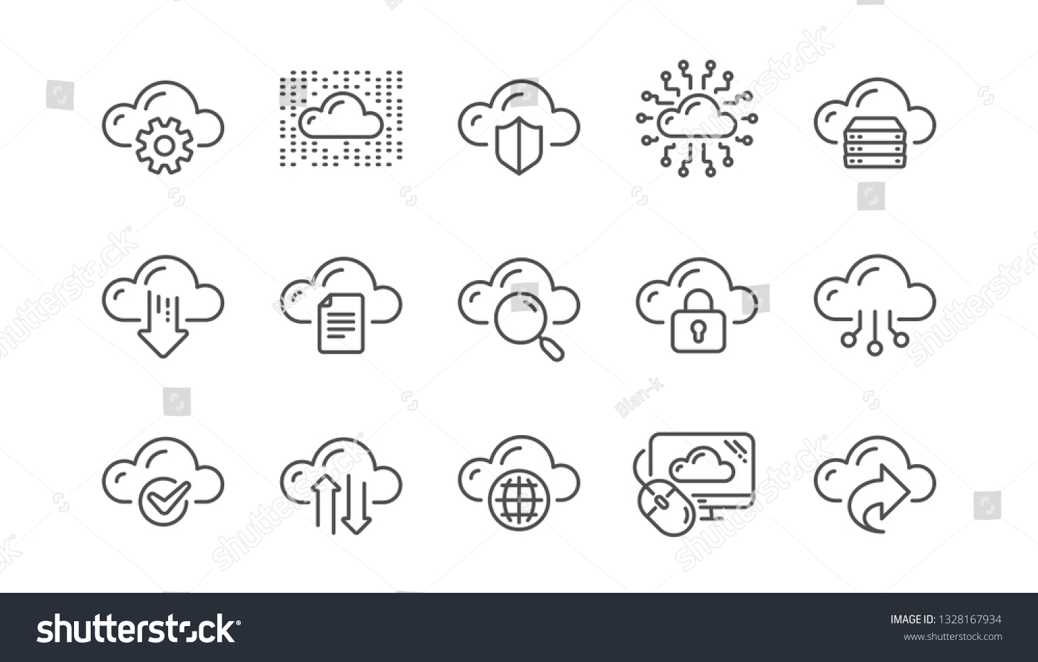 Computer Cloud Icons Hosting Computing Data Stock Vector (Royalty Free ...