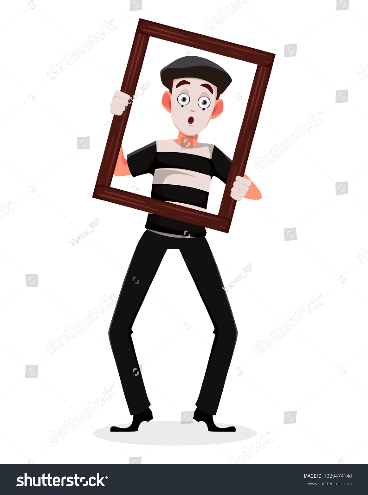 Mime Cartoon Character Performing Pantomime Standing Stock Vector ... Mime Cartoon Character Performing Pantomime Standing Stock Vector ...