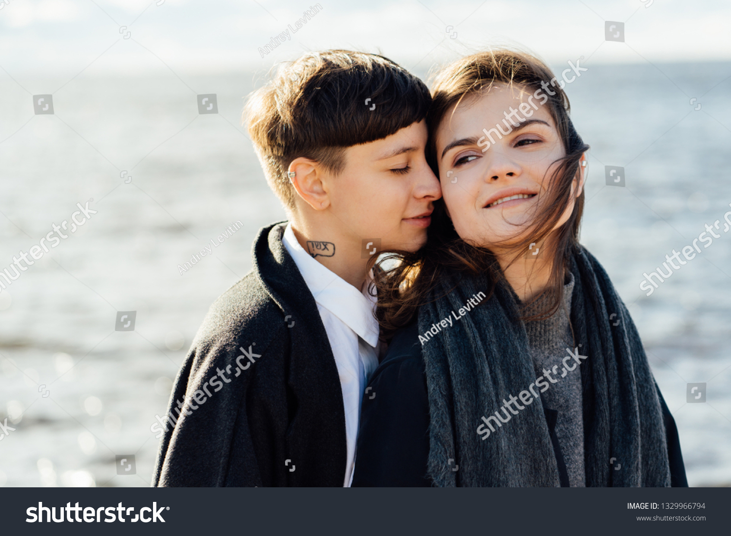 Real Young Lesbian Couple Love Cuddling ภาพสต็อก 1329966794 Shutterstock