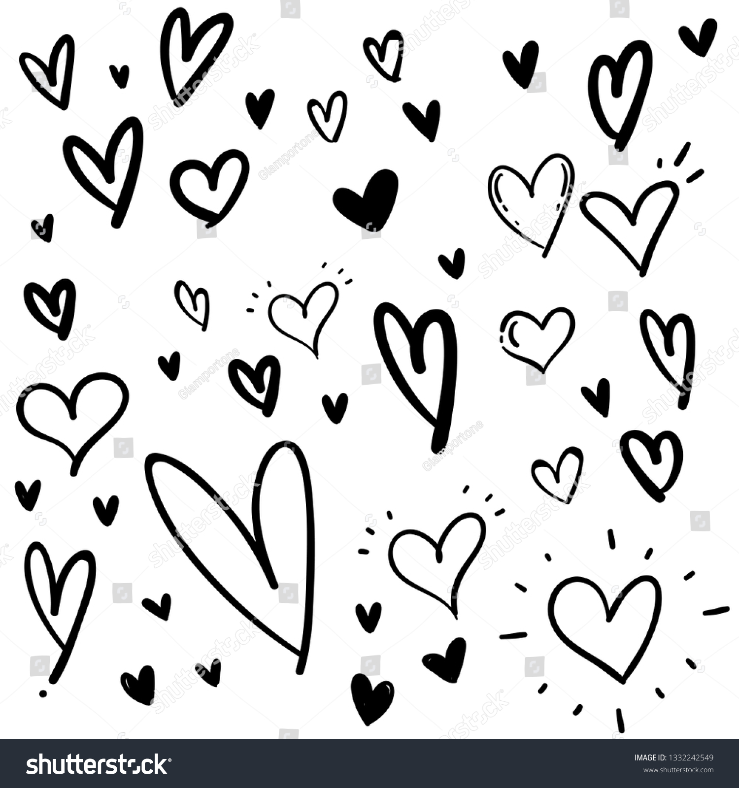 Heart Doodle Texture Background Pattern Stock Vector (Royalty Free ...