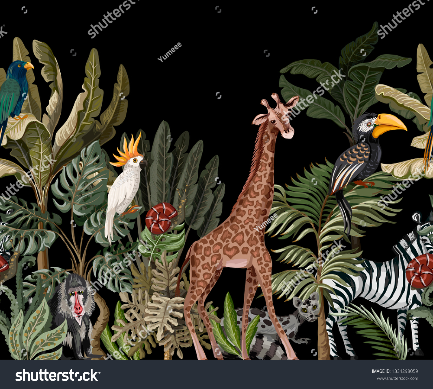 Seamless Border Tropical Tree Such Palm Stock Vector (Royalty Free ... Seamless Border Tropical Tree Such Palm Stock Vector (Royalty Free ...