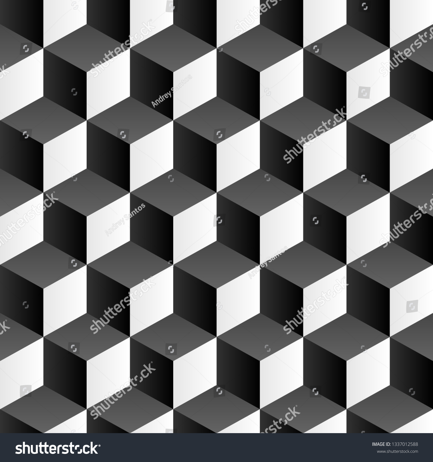 Gray Scale Cube Pattern Endless Cubic Stock Vector (Royalty Free ...