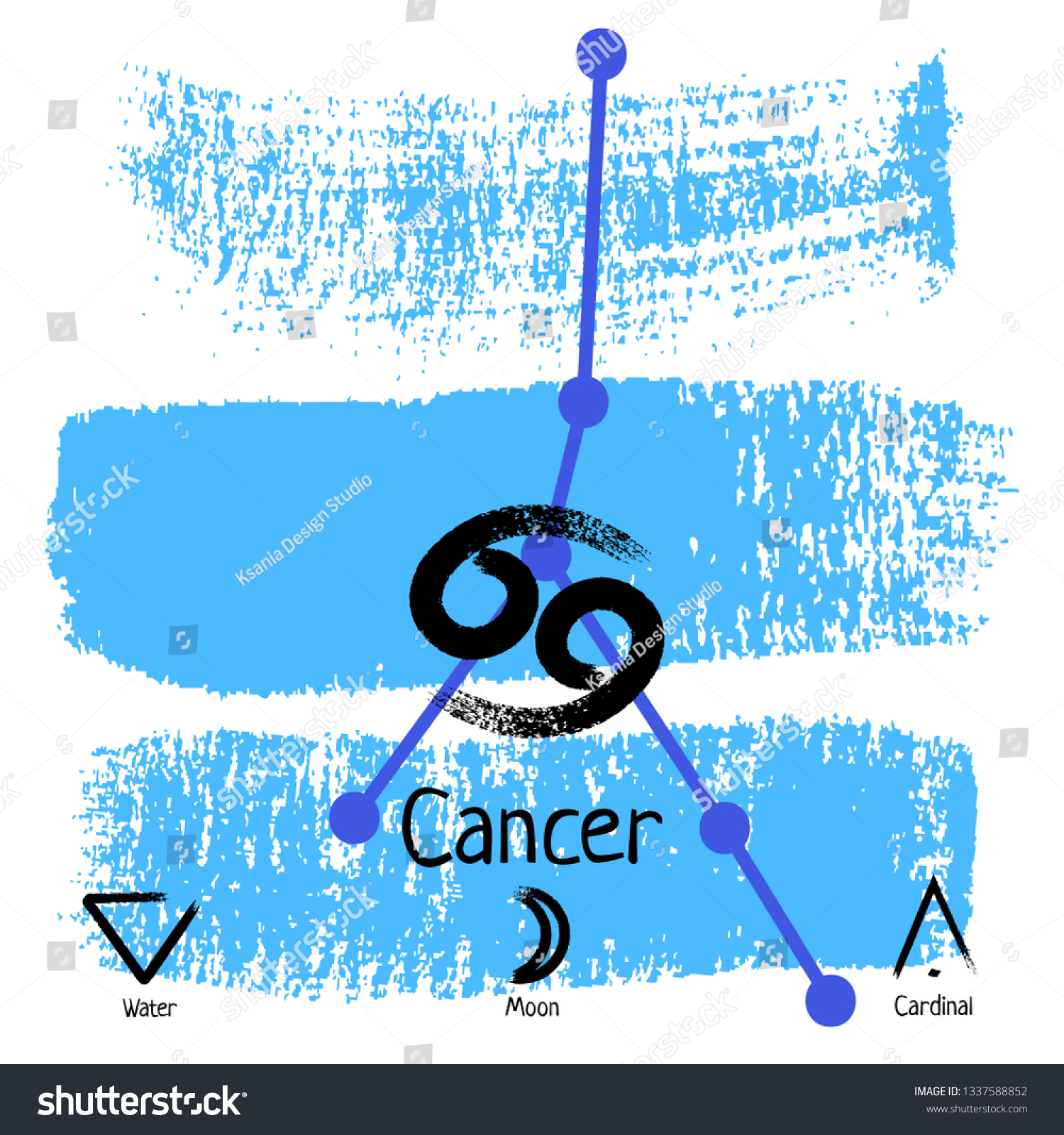Cancer Zodiac Sign Pictogram Calligraphic Zodiac Stock Vector Royalty