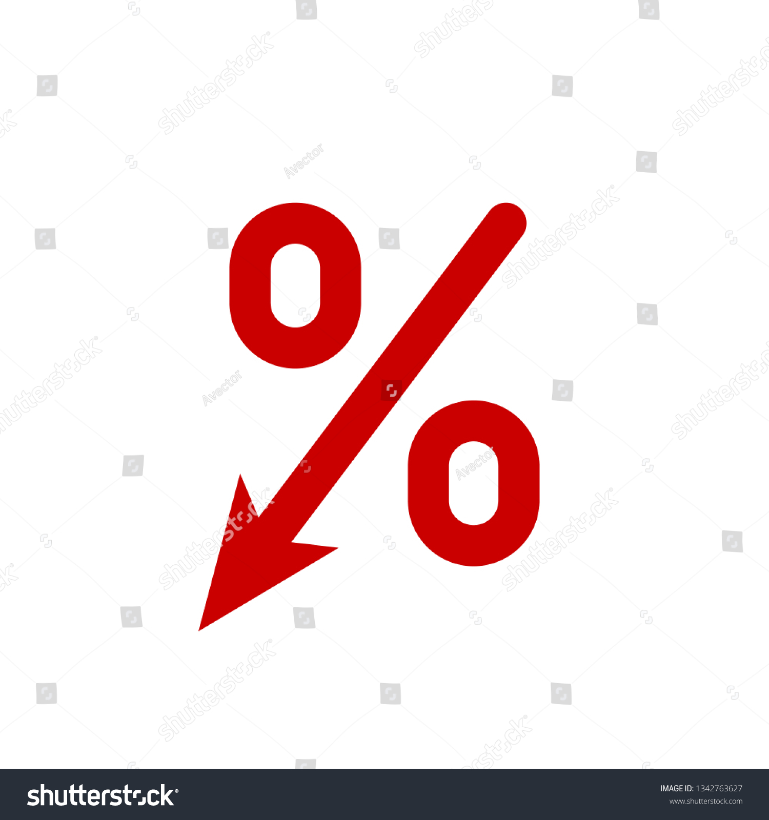 Profit Decrease Fall Arrow Percent Icon Stock Vector (Royalty Free ...