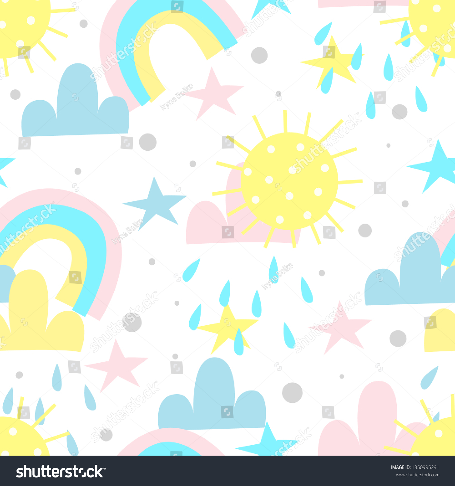 Seamless Rainbow Clouds Pattern Vector Illustration Stock Vector ...