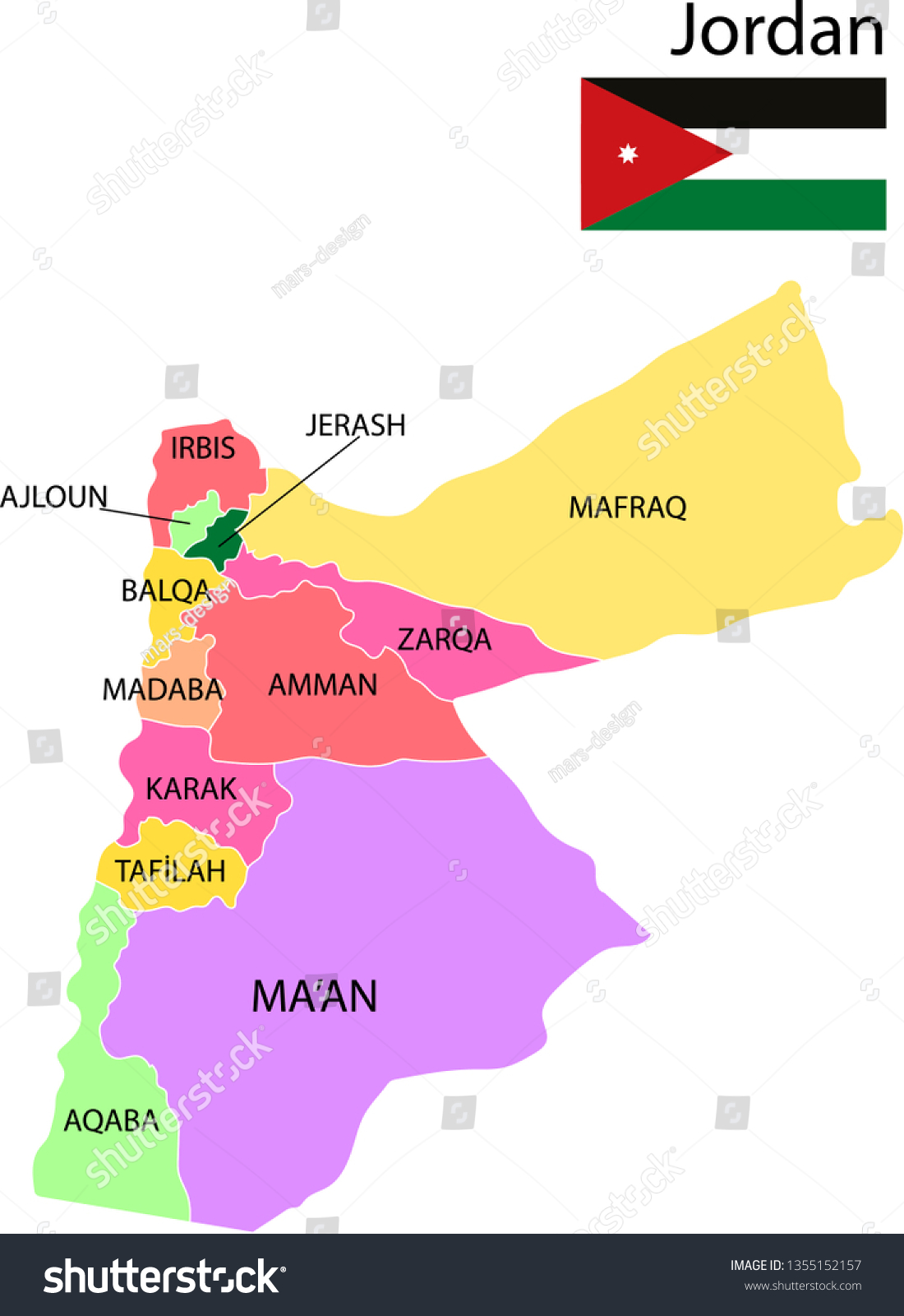 Jordan Map Drawing Stock Vector (Royalty Free) 1355152157 | Shutterstock
