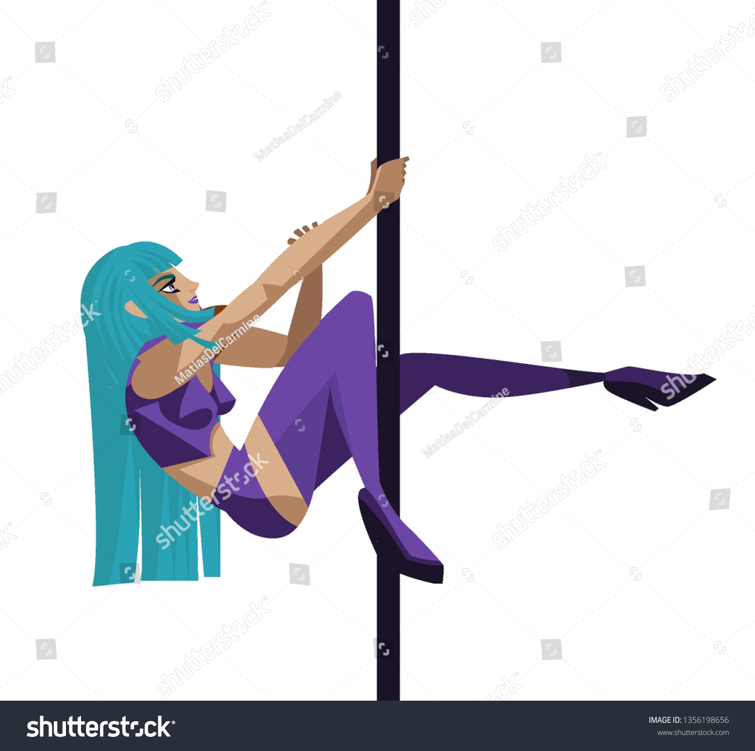 Exotic Anime Pole Dancer Girl 스톡 벡터로열티 프리 1356198656 Shutterstock