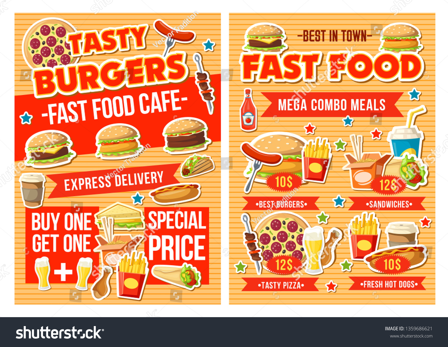 Fast Food Restaurant Combo Meal Menu Stock Vector (Royalty Free ... Fast Food Restaurant Combo Meal Menu Stock Vector (Royalty Free ...