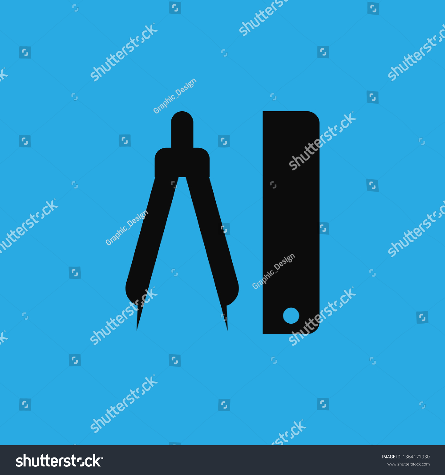 Compass Ruler Icon Vector Stock Vector Royalty Free 1364171930 Shutterstock