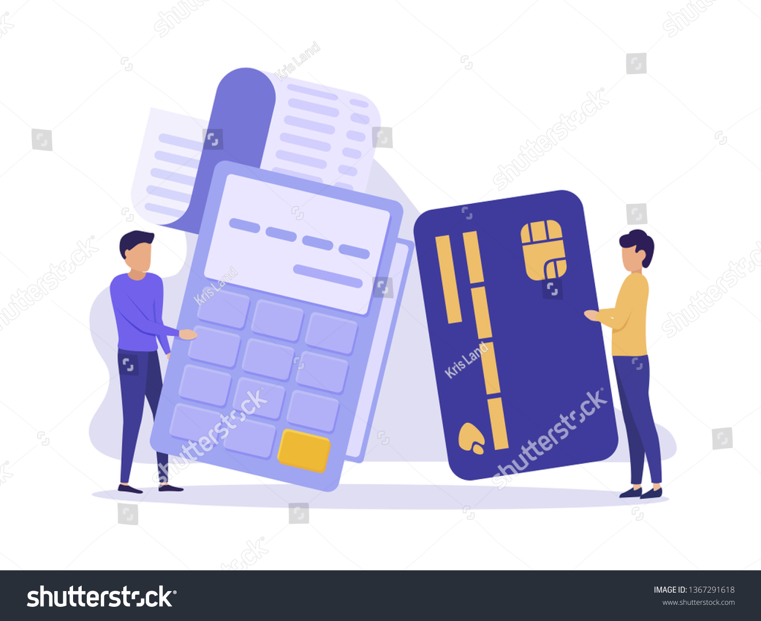 People Characters Pos Terminal Receipt Credit Stock Vector Royalty Free 1367291618 Shutterstock