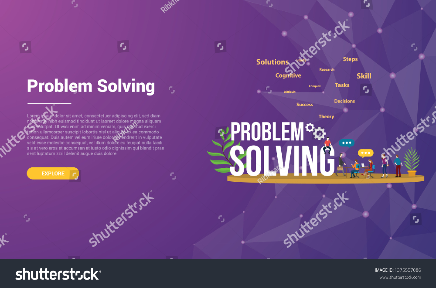 Problem Solving Concept Website Template Landing Stock Vector (Royalty ...