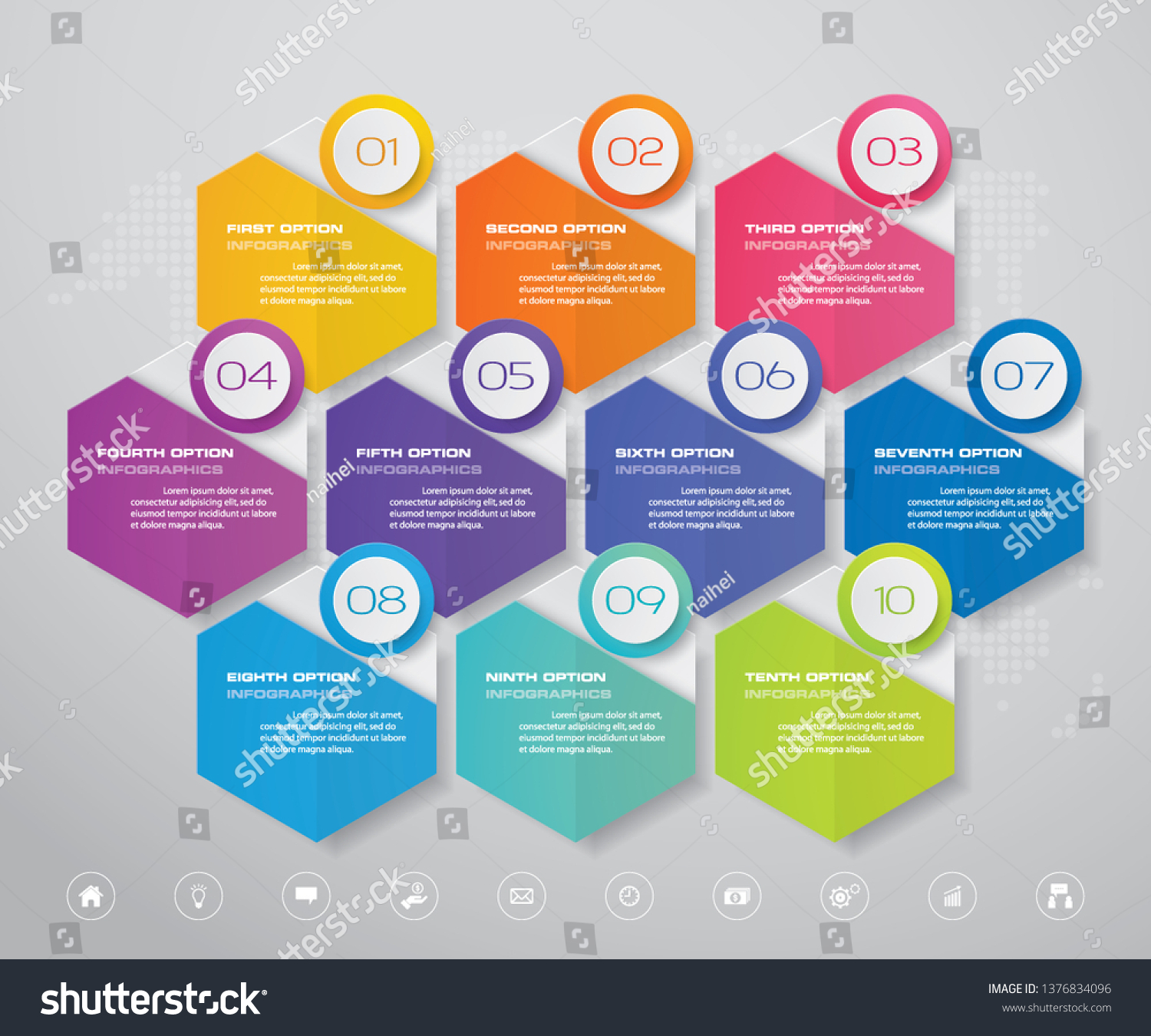 10 Steps Simpleeditable Process Chart Infographics Stock Vector ...