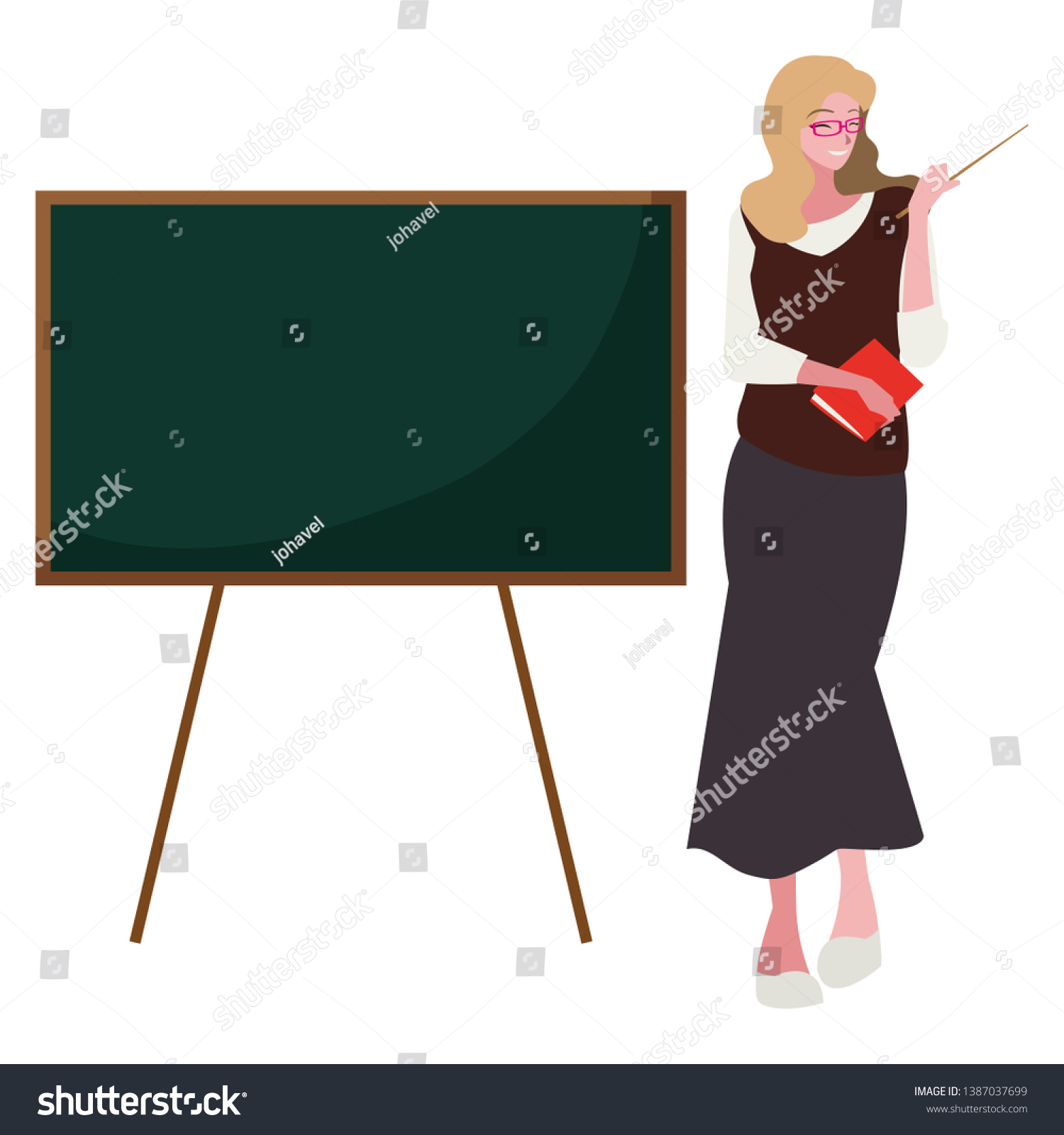 Female Teacher Textbook Chalkboard Stock Vector Royalty Free