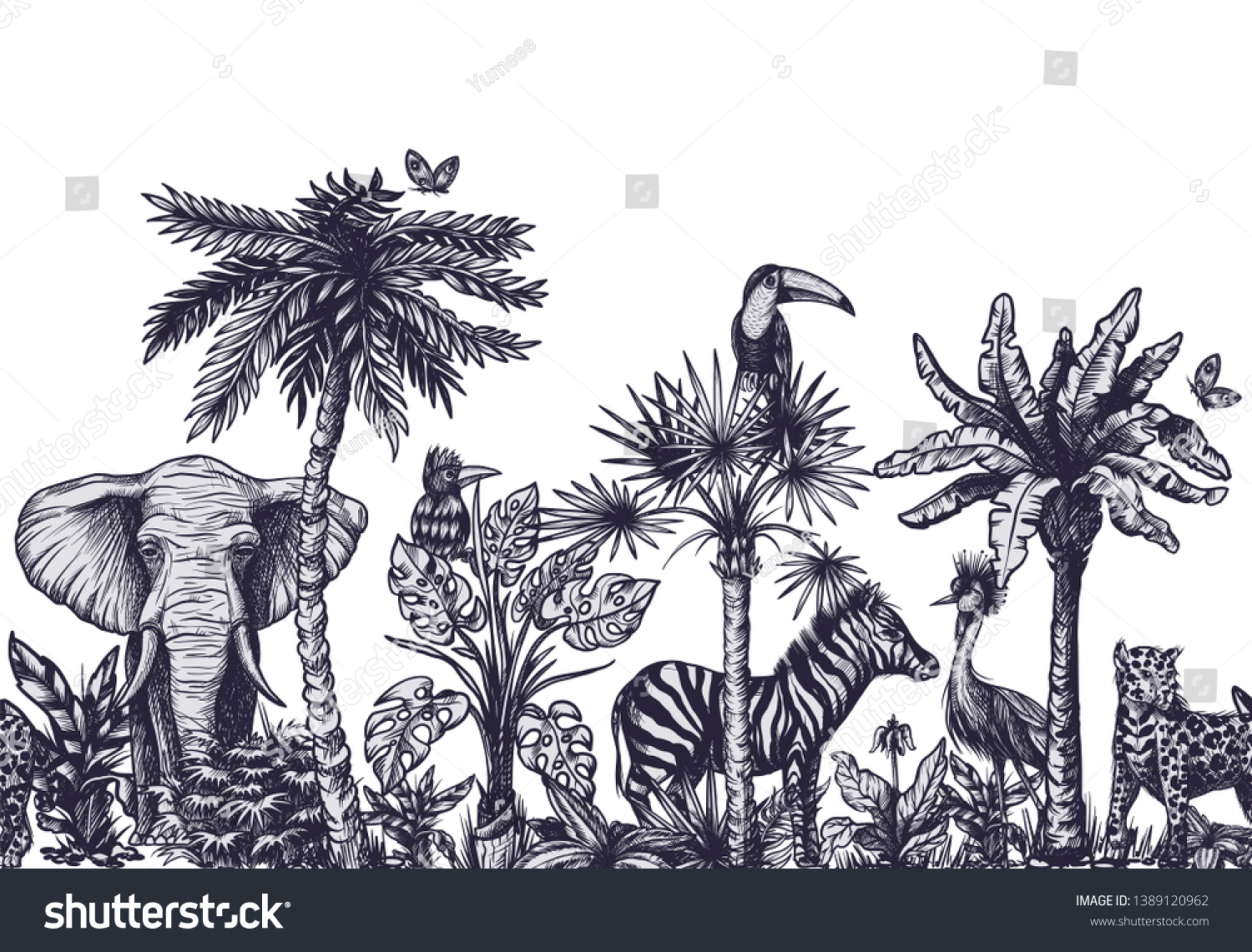 Seamless Border Graphical Tropical Tree Such Stock Vector (Royalty Free ... Seamless Border Graphical Tropical Tree Such Stock Vector (Royalty Free ...