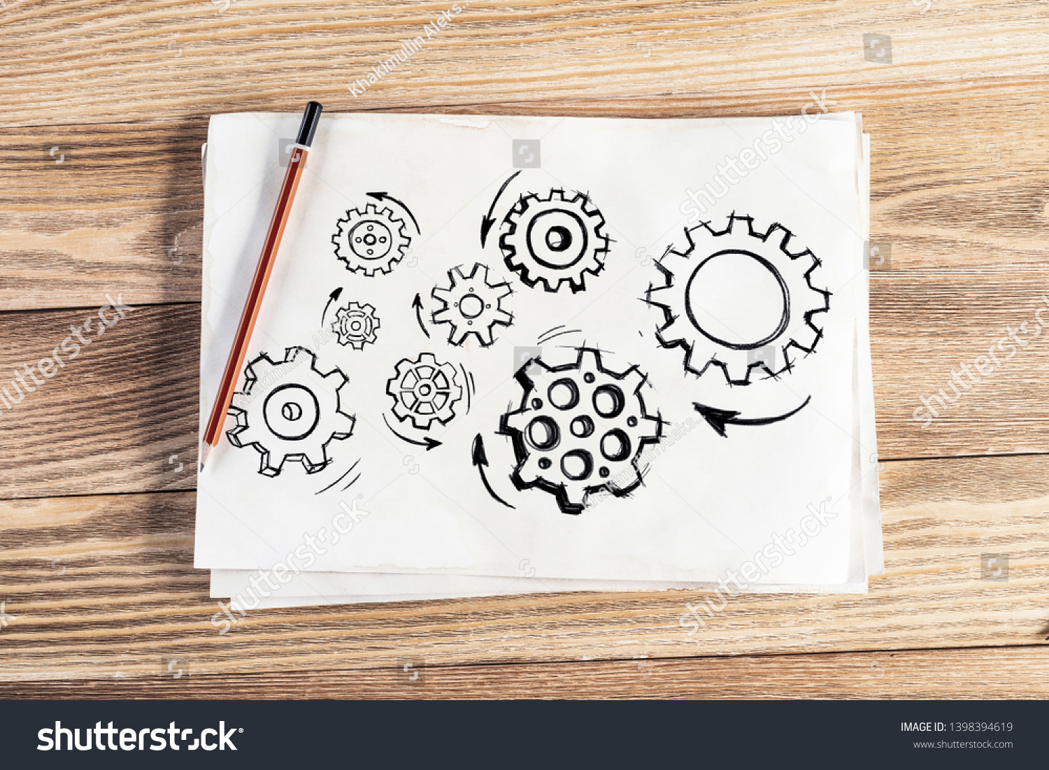 Group Rotating Gears Pencil Hand Drawn Stock Photo 1398394619 ... Group Rotating Gears Pencil Hand Drawn Stock Photo 1398394619 ...