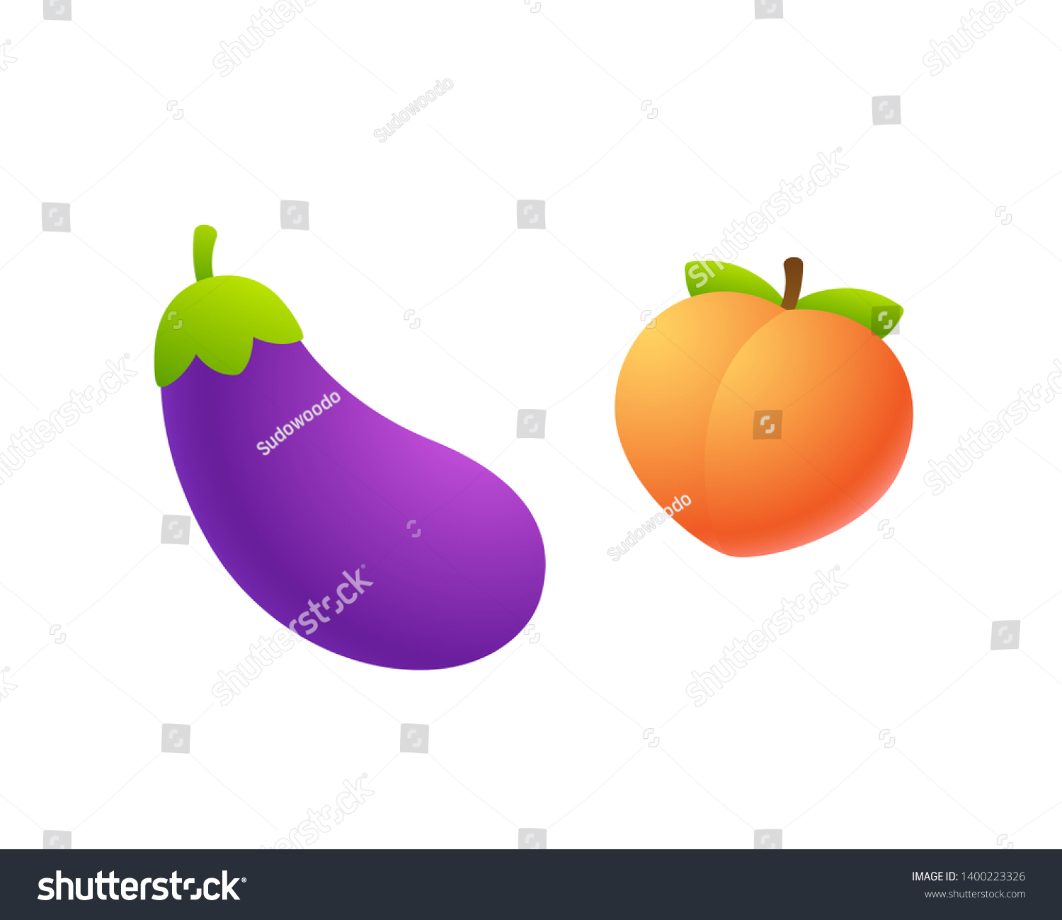 Cartoon Eggplant Peach Emoji Icon Funny Stock Vector Royalty Free 1400223326 Shutterstock