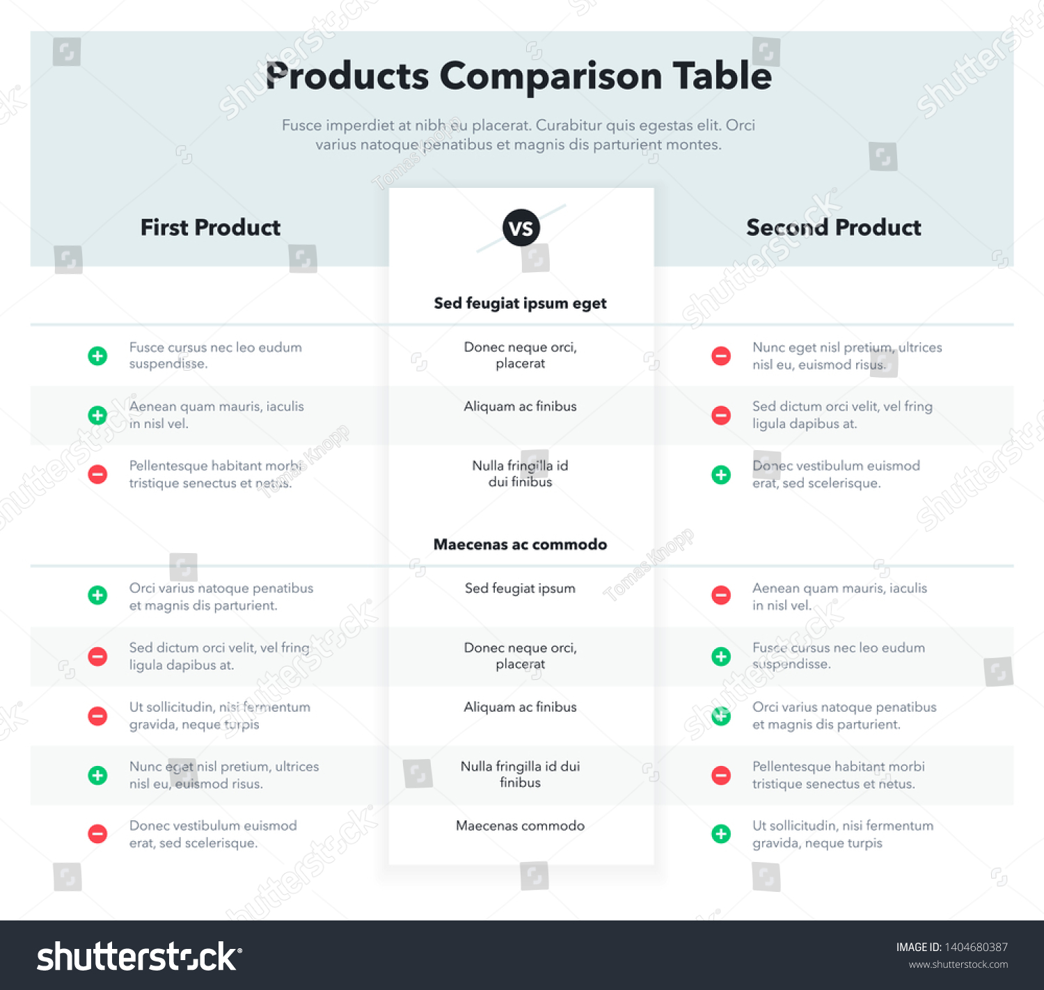Simple Infographic Products Comparison Table Easy Stock Vector (Royalty Free) 1404680387 ...