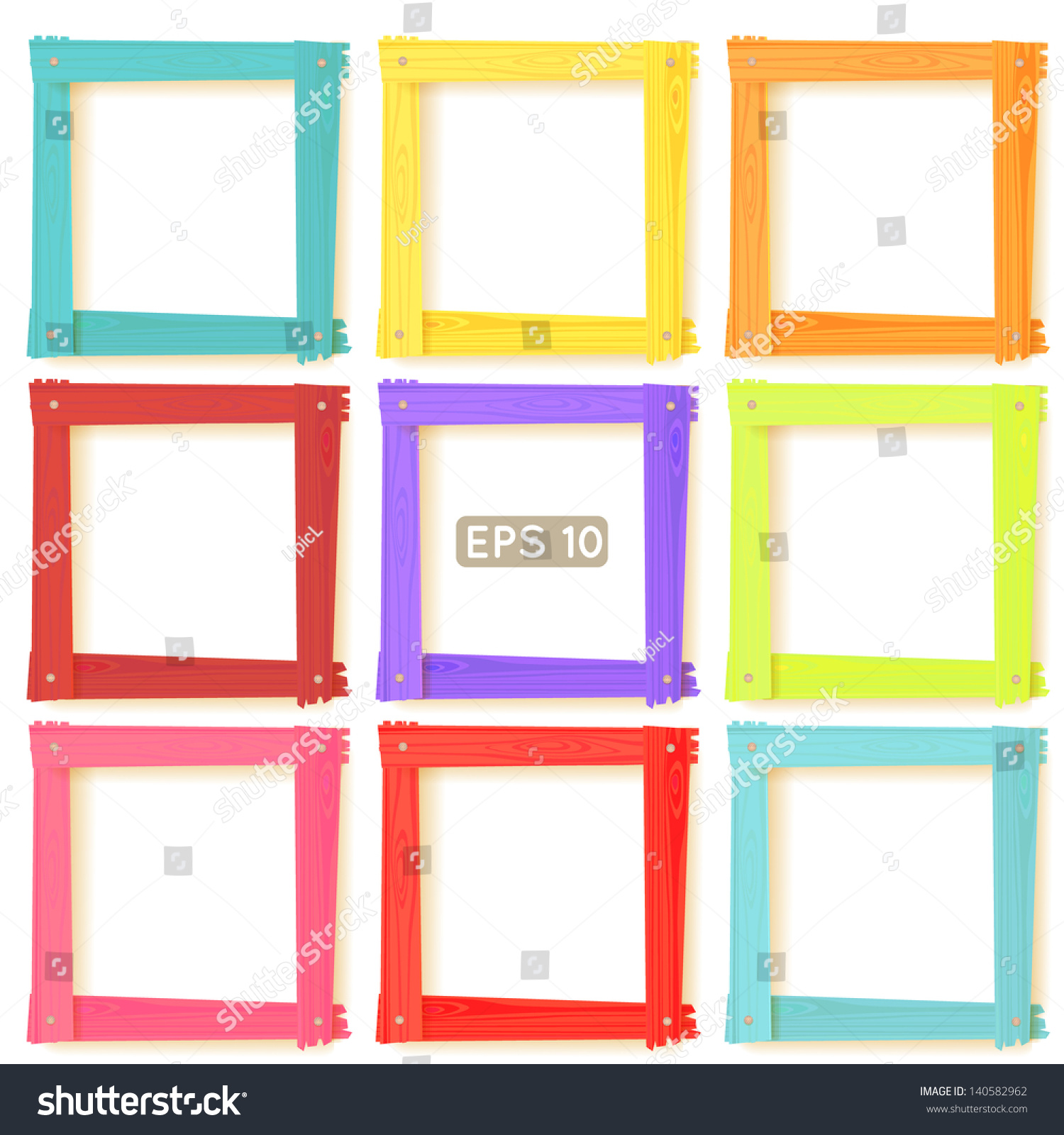 9 Wooden Square Picture Frames Color Stock Vector (Royalty Free ...