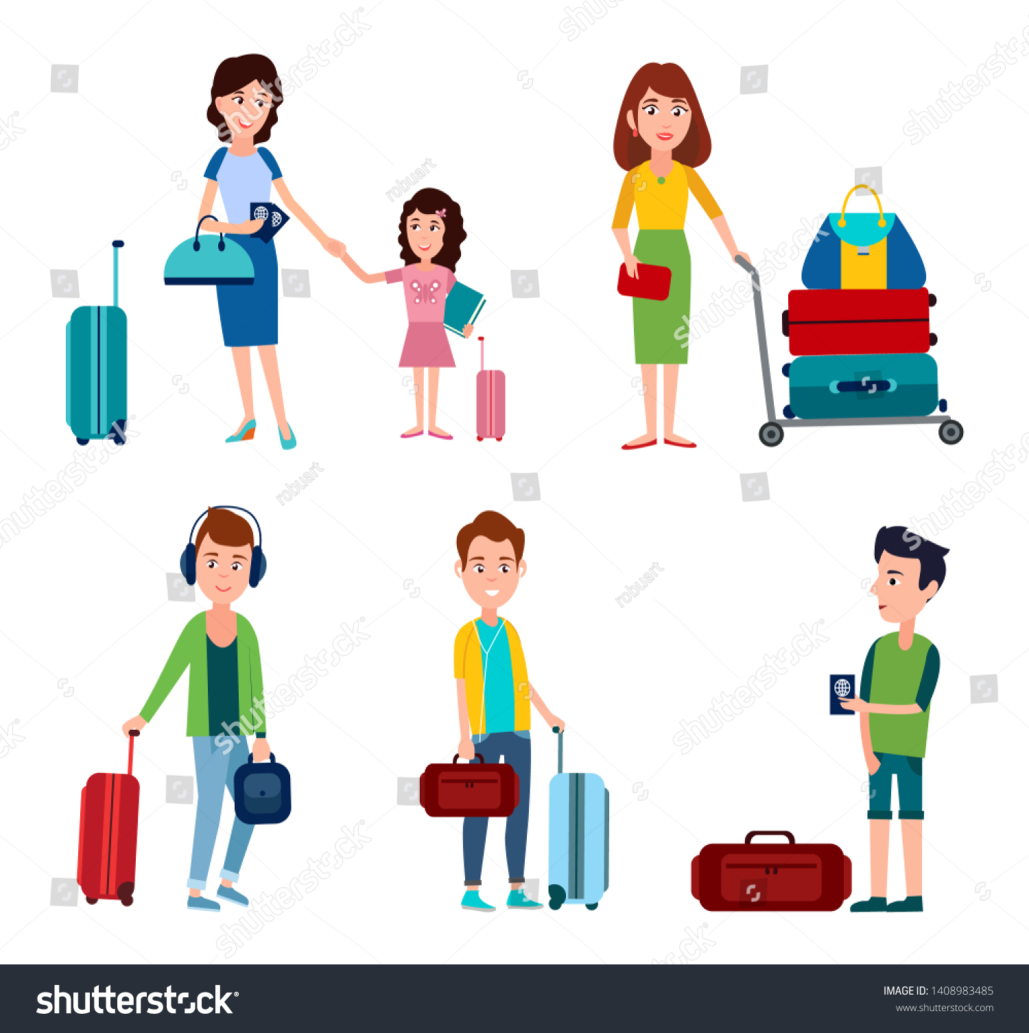 Man Woman Airport People Standing Queue Stock Illustration 1408983485 ... Man Woman Airport People Standing Queue Stock Illustration 1408983485 ...