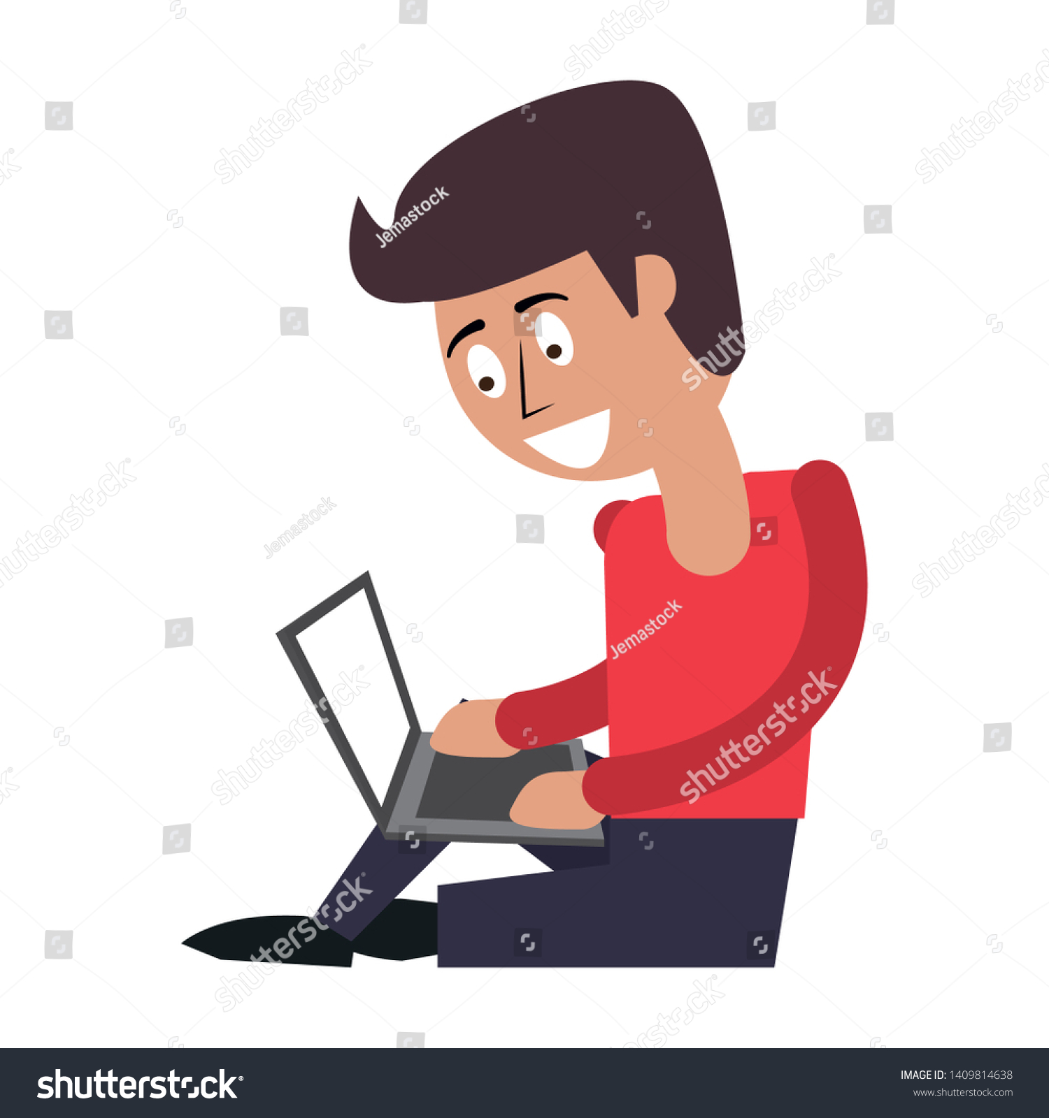 Man Using Computer Icon Cartoon Vector: เวกเตอร์สต็อก (ปลอดค่าลิขสิทธิ์ ...