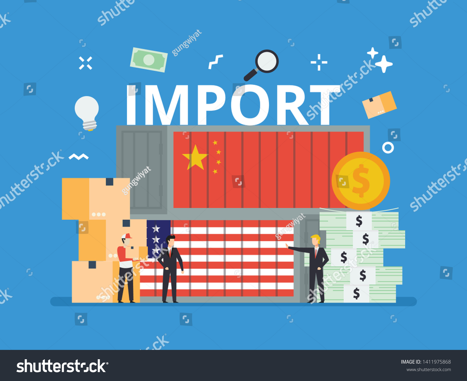 Trade War China Usa Economic War Stock Vector Royalty Free 1411975868