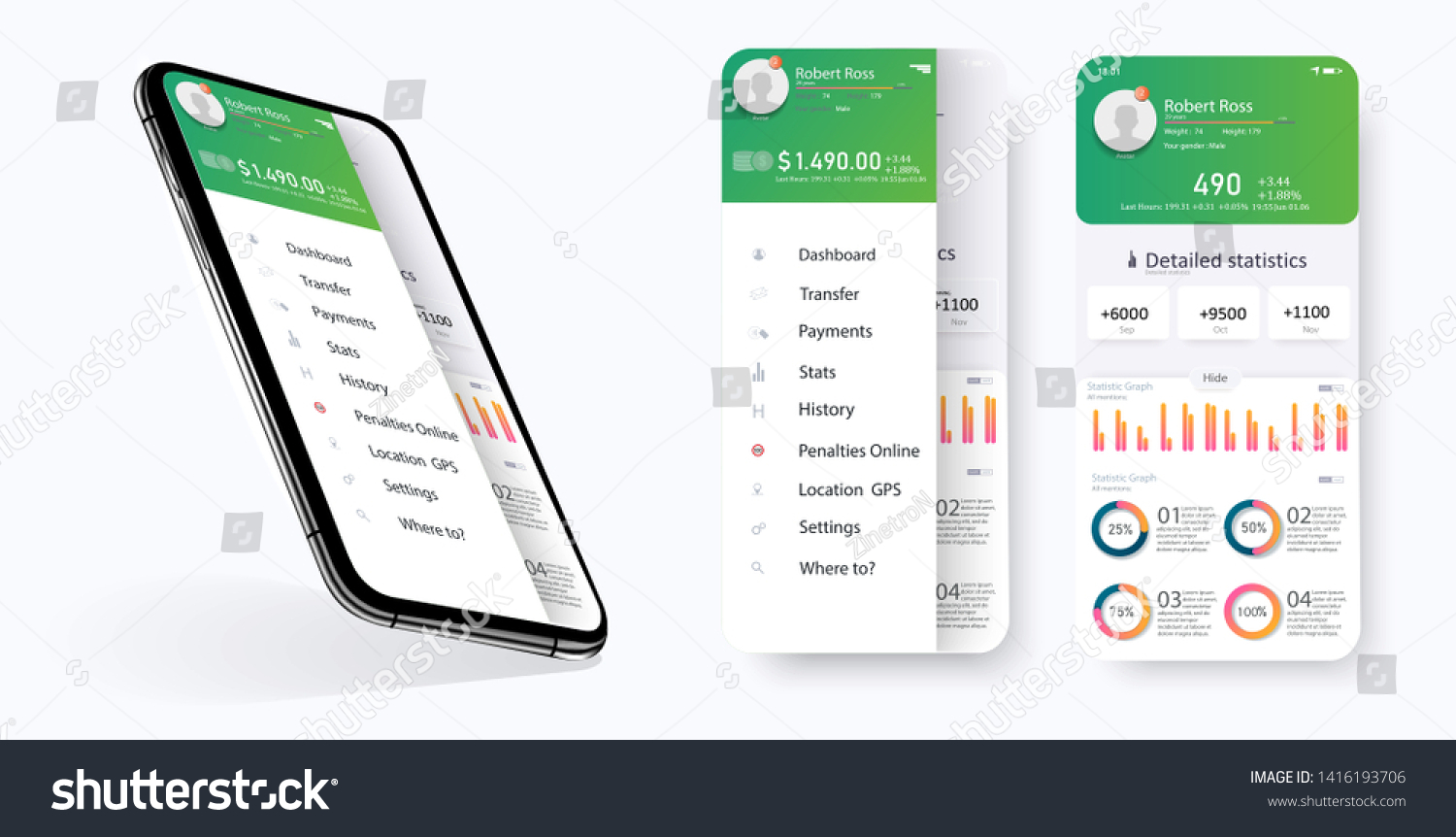 Crm Application Smartphone Interface Vector Template Stock Vector Royalty Free 1416193706