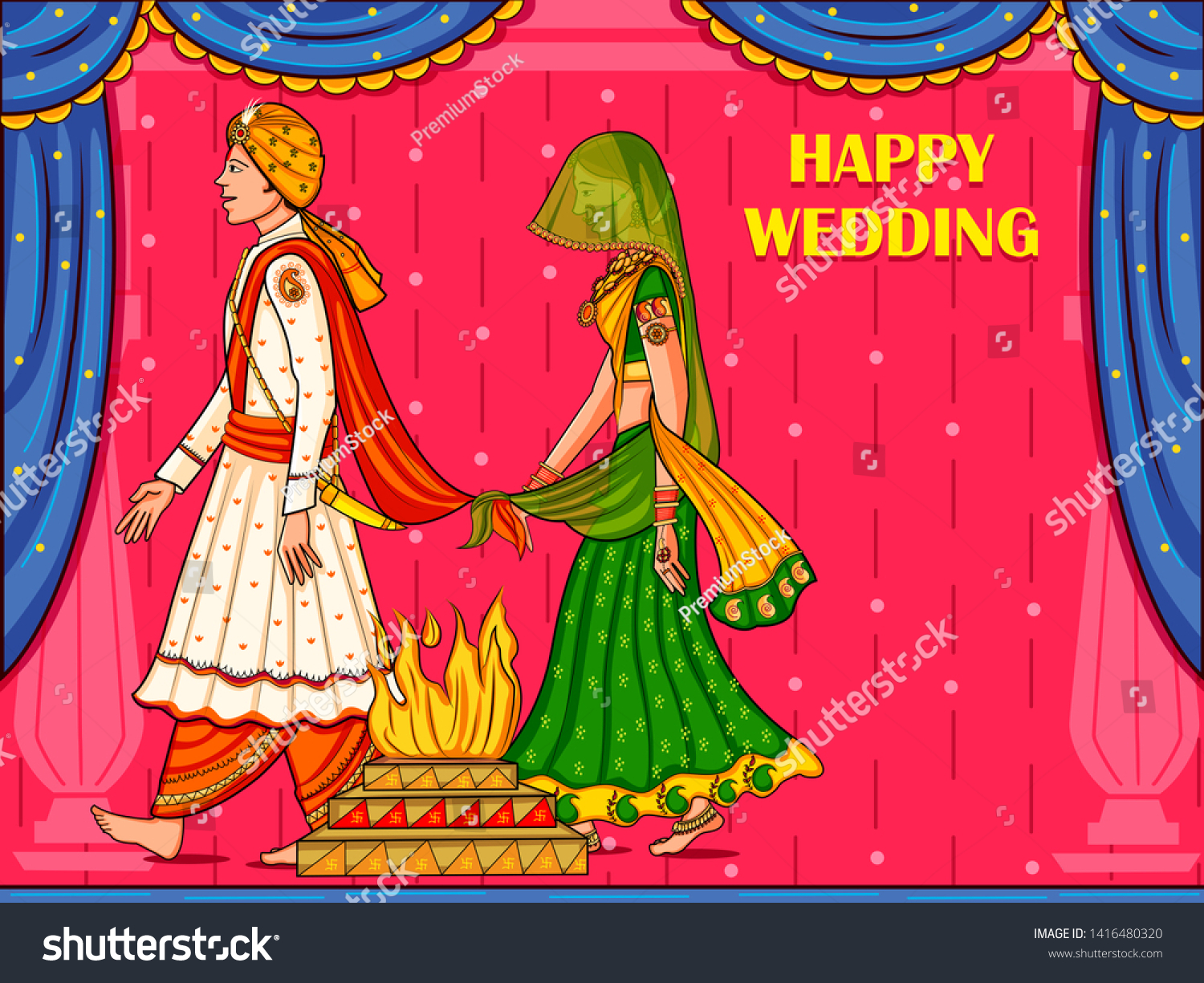 Vector Design Indian Couple Wedding Satphera Stock Vector (Royalty Free ... Vector Design Indian Couple Wedding Satphera Stock Vector (Royalty Free ...