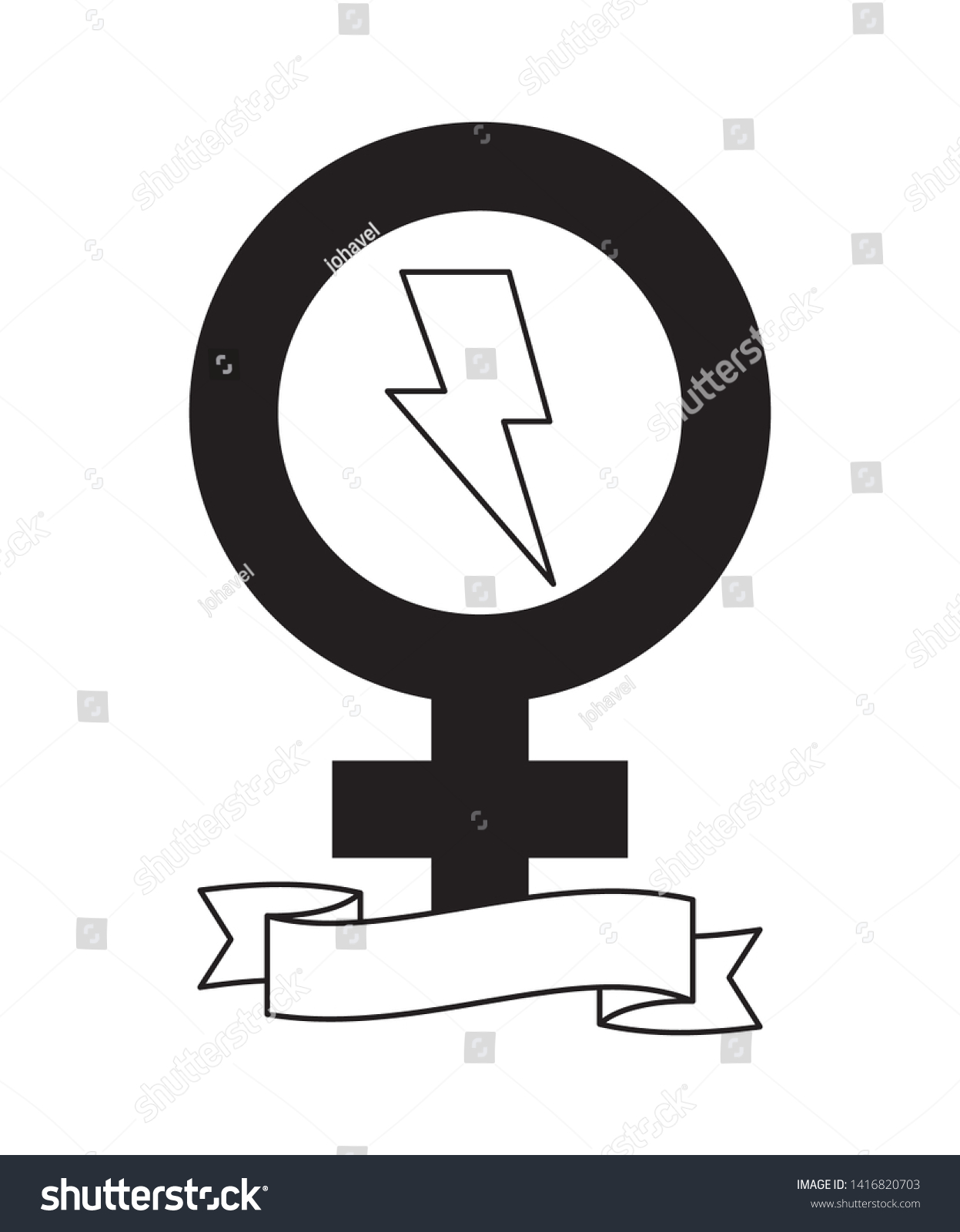 Gender Female Symbol Ribbon Thunderbolt Stock Vector Royalty Free