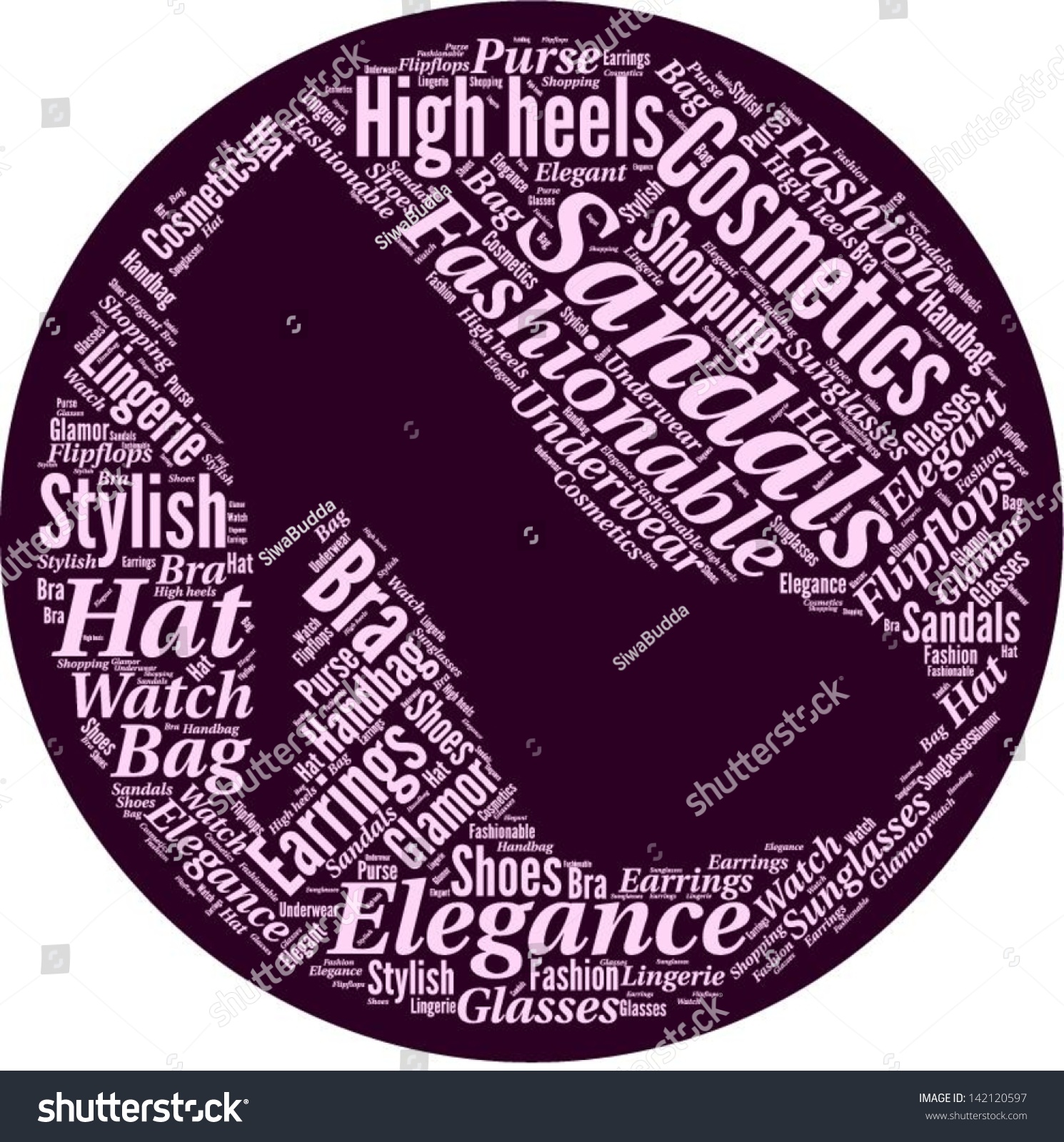 Word Cloud Shape High Heel Shoe Stock Vector Royalty Free 142120597