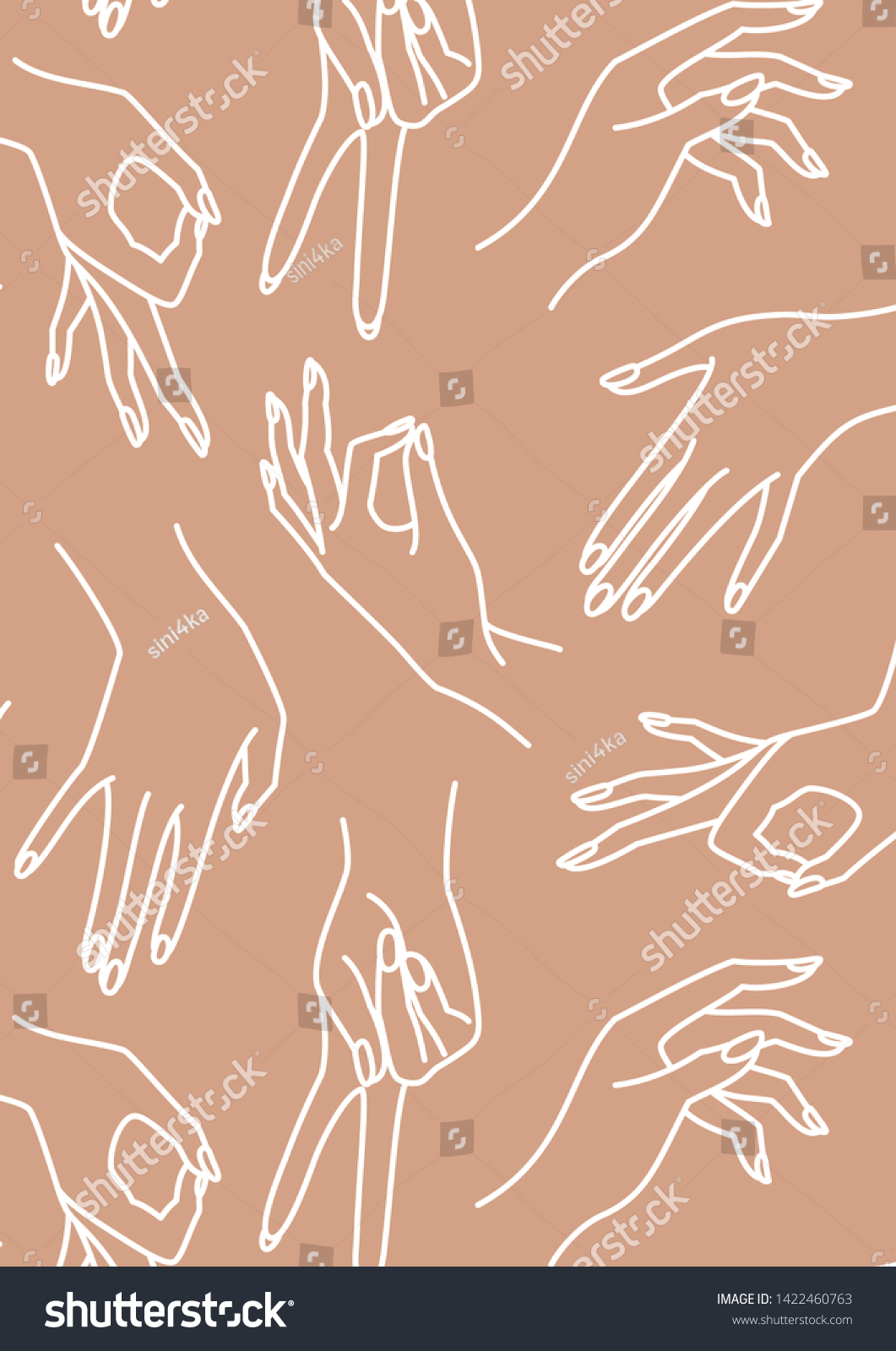 Womans Hand Line Pink White Background Stock Vector Royalty Free