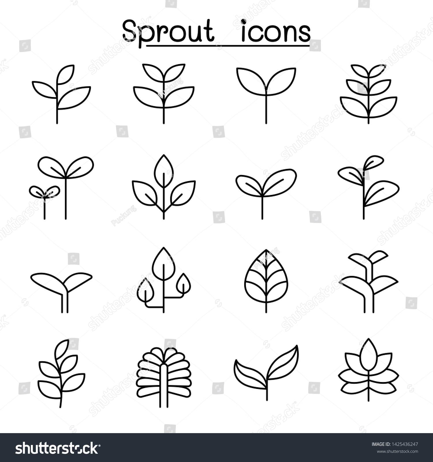 Sprout Plant Treetop Leaf Icon Set Stock Vector (Royalty Free ... Sprout Plant Treetop Leaf Icon Set Stock Vector (Royalty Free ...