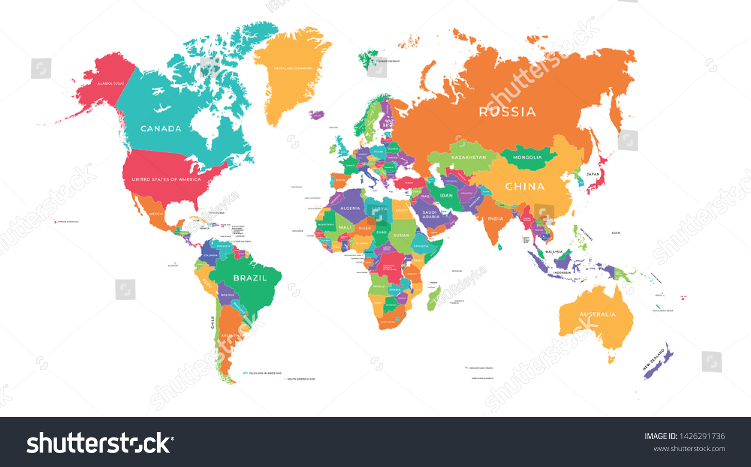 Colorful Hi Detailed Vector World Map Stock Vector (Royalty Free ... Colorful Hi Detailed Vector World Map Stock Vector (Royalty Free ...