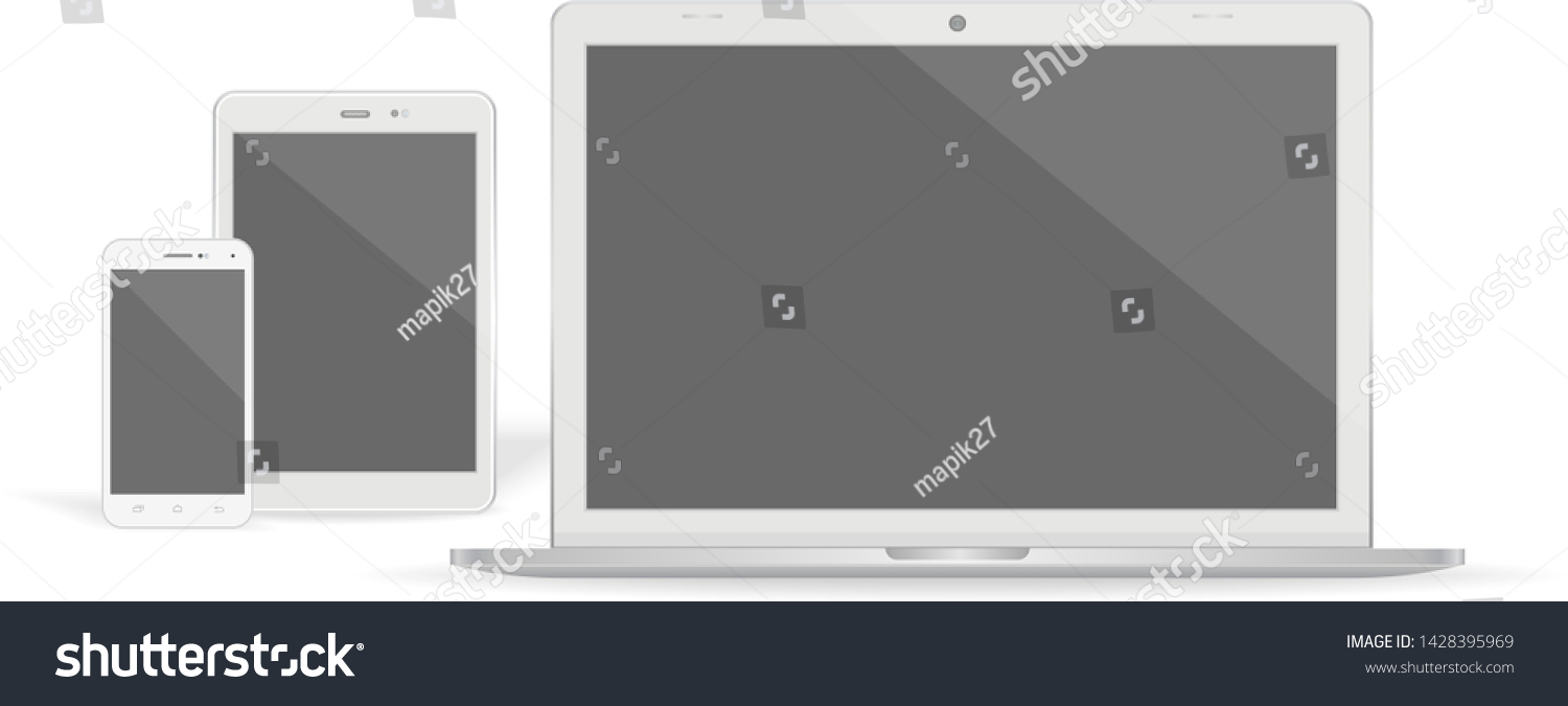 Set Realistic Vector Graphic Laptop Tablet Stock Vector (Royalty Free ...