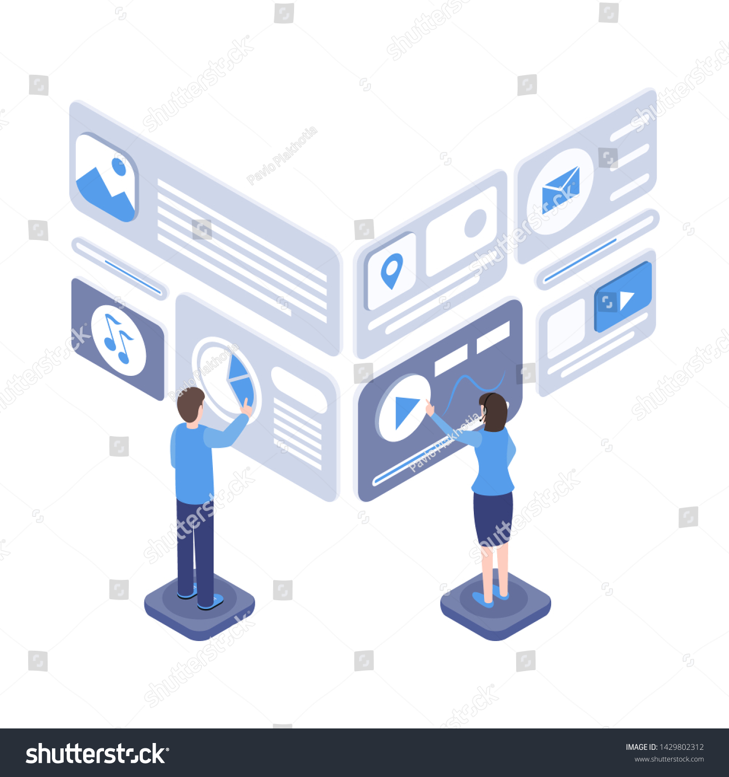 Software Testing Vector Isometric Illustration Programmers Stock Vector