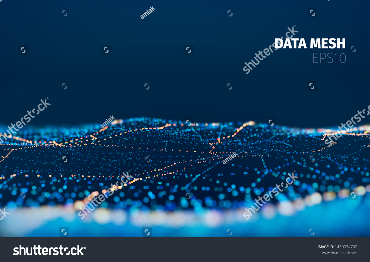 Vector Particle Grid Technology Background Data Stock Vector Royalty