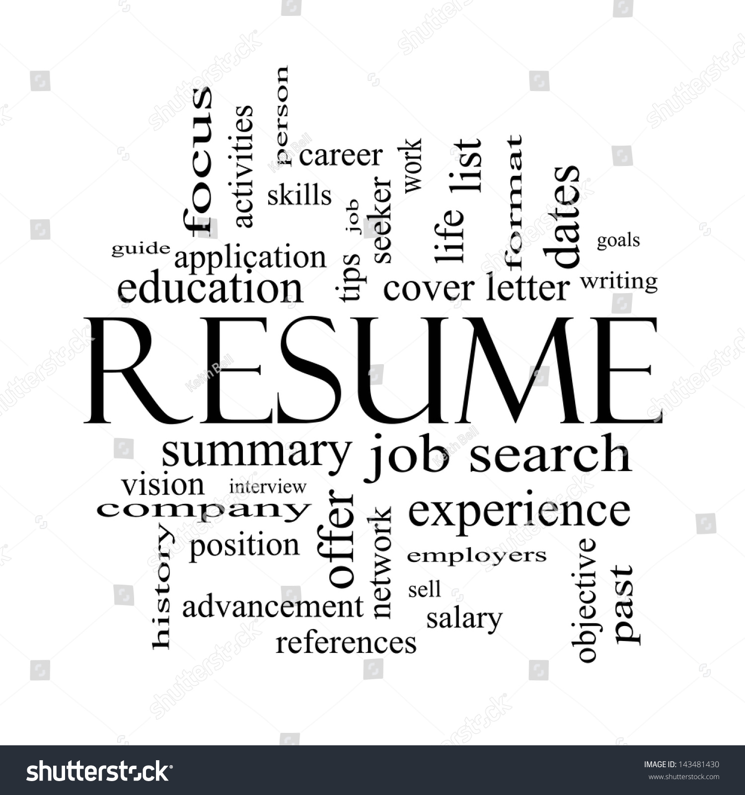Resume Word Cloud Concept Black White Stock Illustration 143481430 ... Resume Word Cloud Concept Black White Stock Illustration 143481430 ...