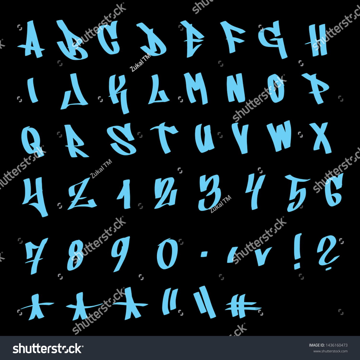 Hand Written Graffiti Font Alphabet Vector Stock Vector Royalty Free