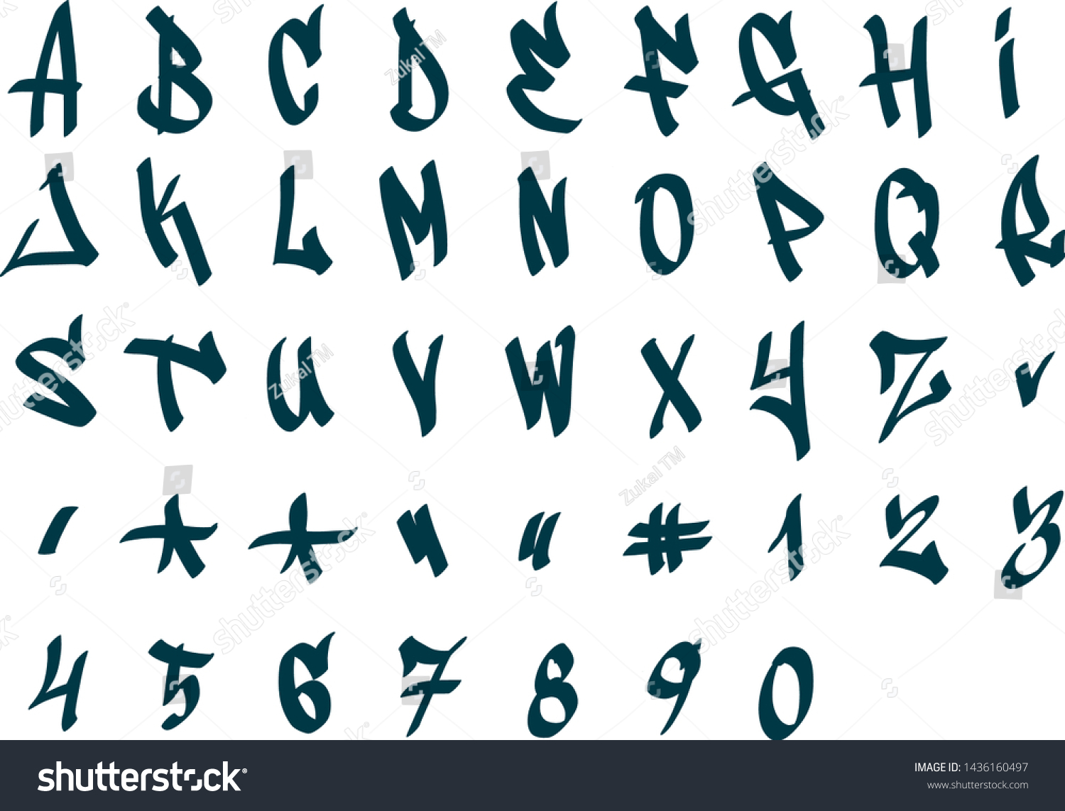 Hand Written Graffiti Font Alphabet Vector Stock Vector Royalty Free