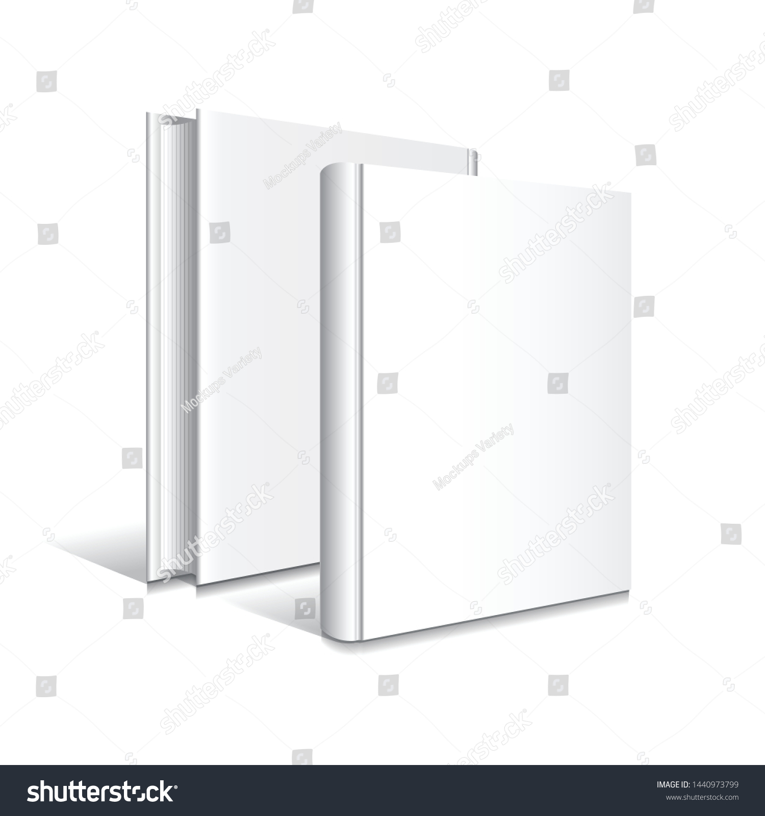 Blank White Frontback Standing Hardcover Book Stock Vector Royalty