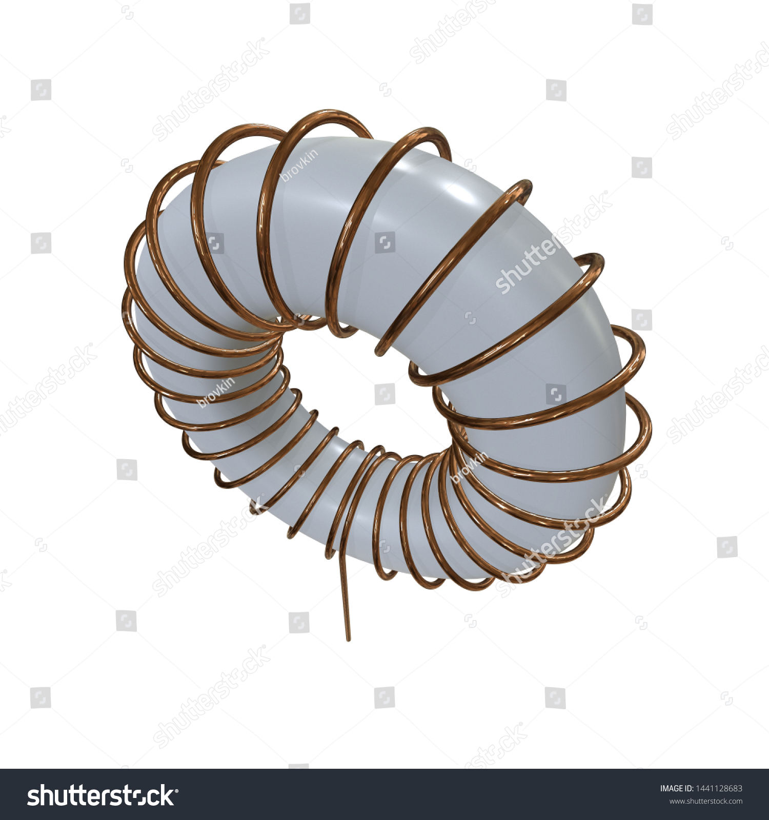 Toroidal Coil Inductor 3d Render Illustration Stock Illustration