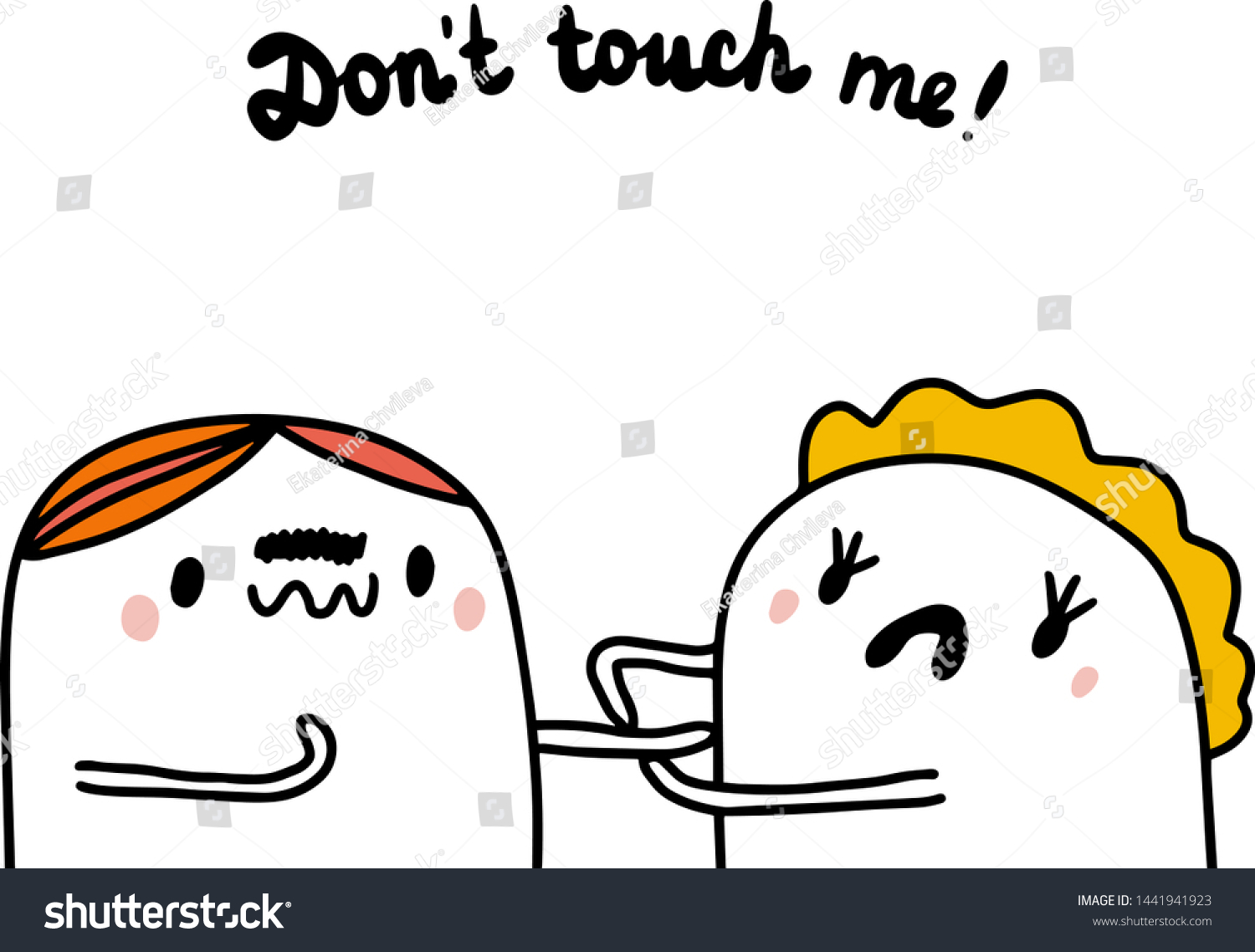 Dont Touch Me Hand Drawn Vector Stock Vector Royalty Free 1441941923 Shutterstock