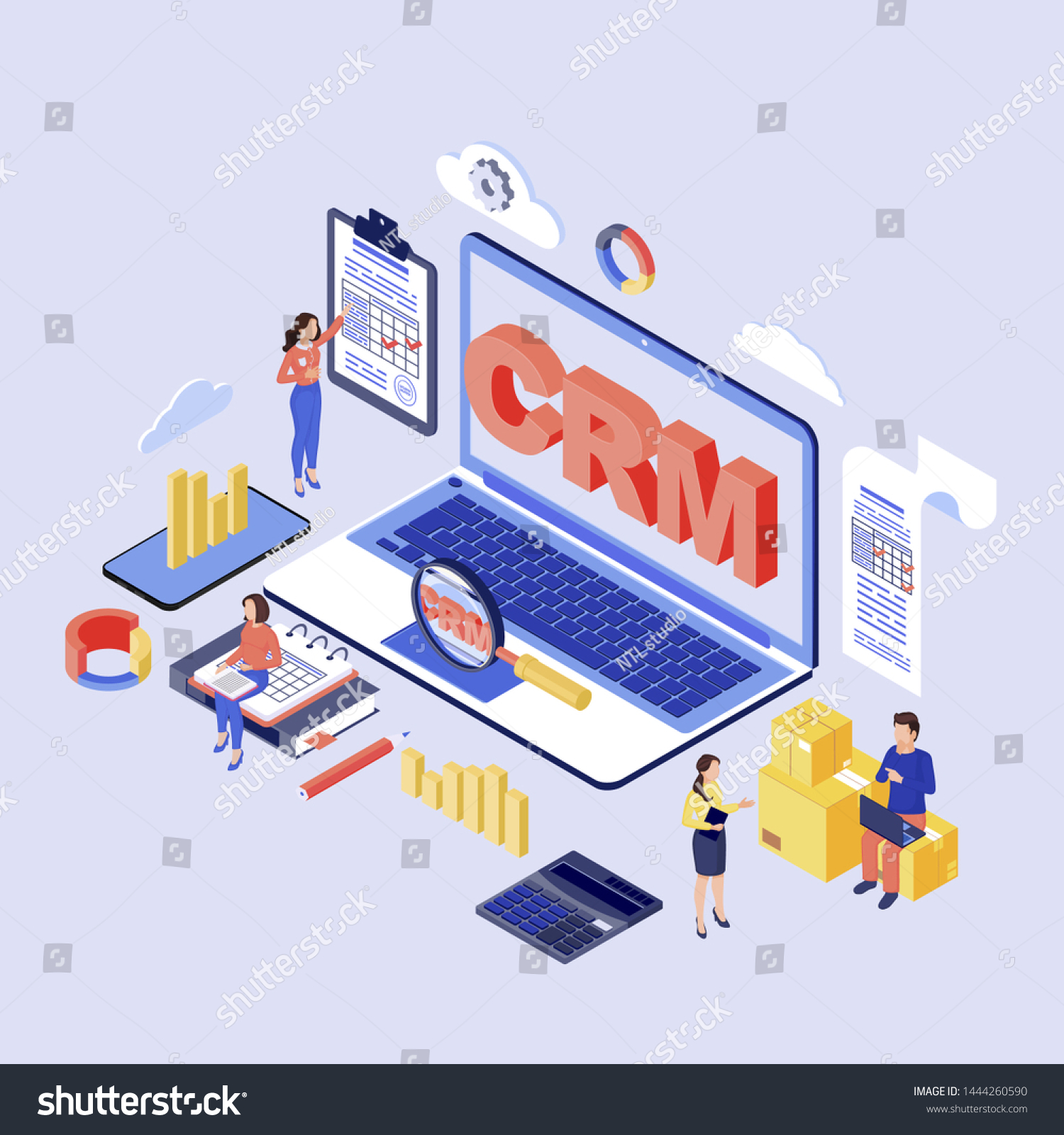 Crm Software Isometric Vector Illustration Customer: Vector có sẵn ...