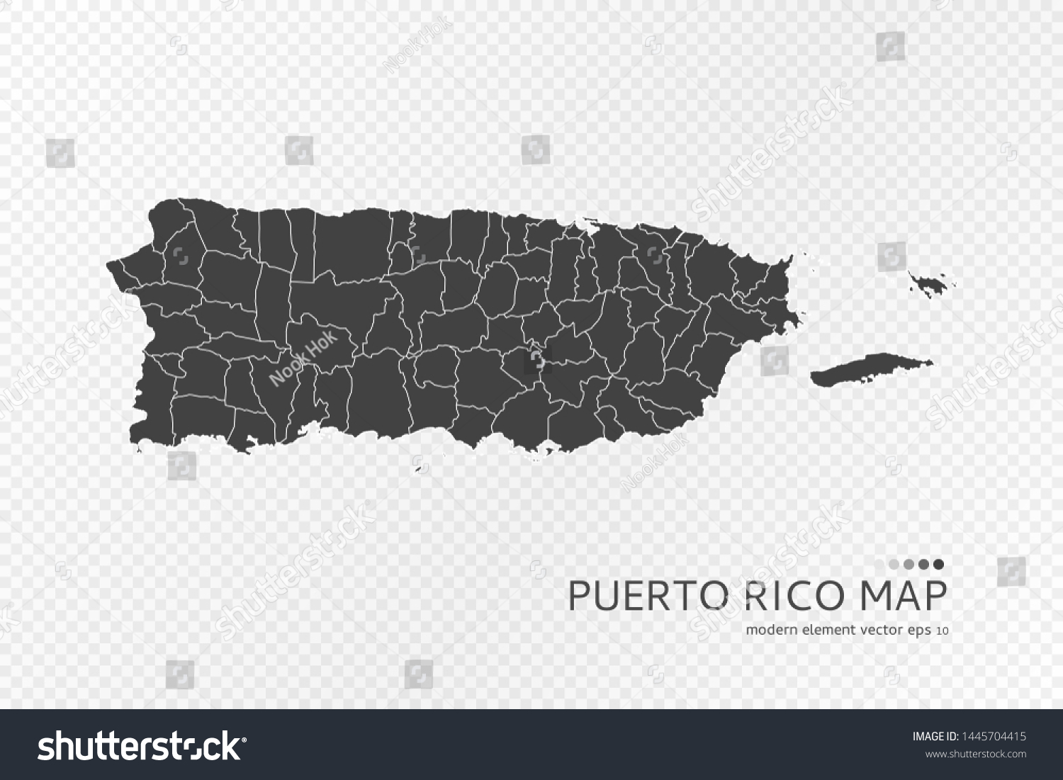 Black Silhouette Puerto Rico Map On Stock Vector (Royalty Free ...